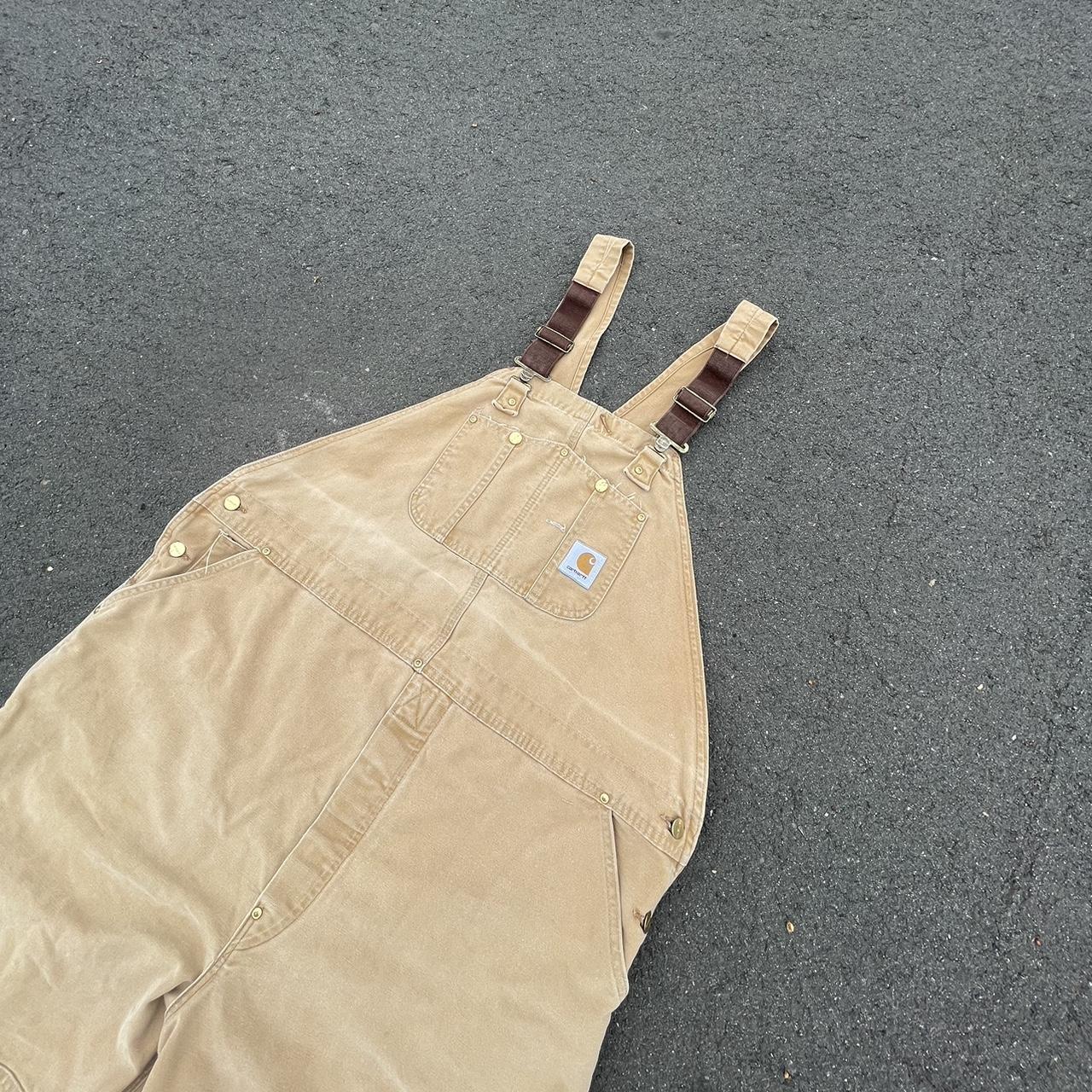 "CARHARTT OVERALLS" Vintage Tan Carhartt Double... - Depop