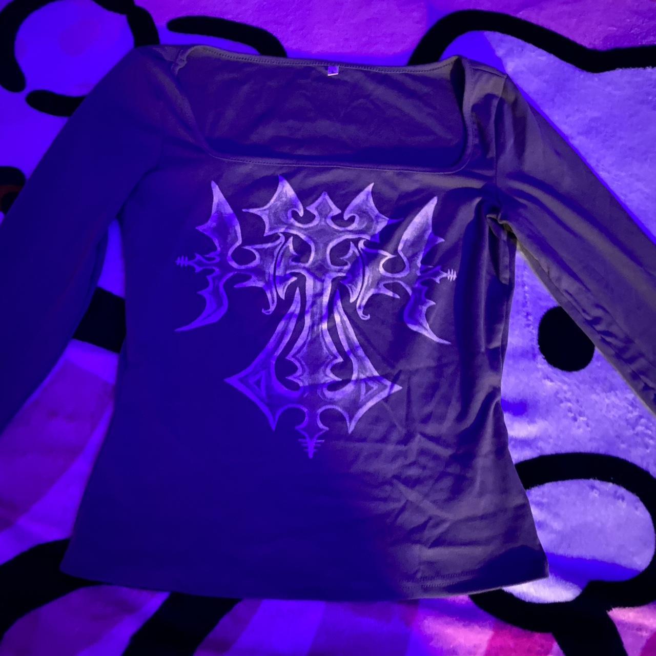 y2k cross shirt size large good condition bought... - Depop