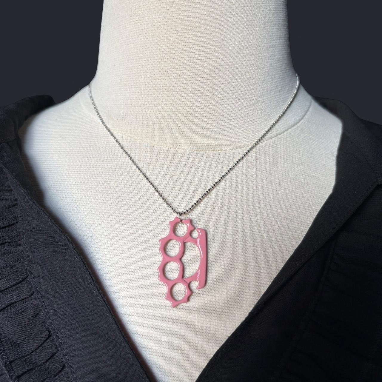 y2k pink knuckle duster necklace Depop Payments... | Depop