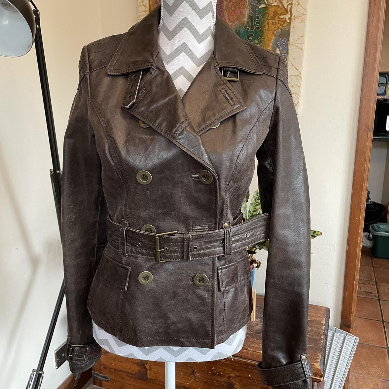 Leather jacket Vintage Bay Trading Button up... - Depop