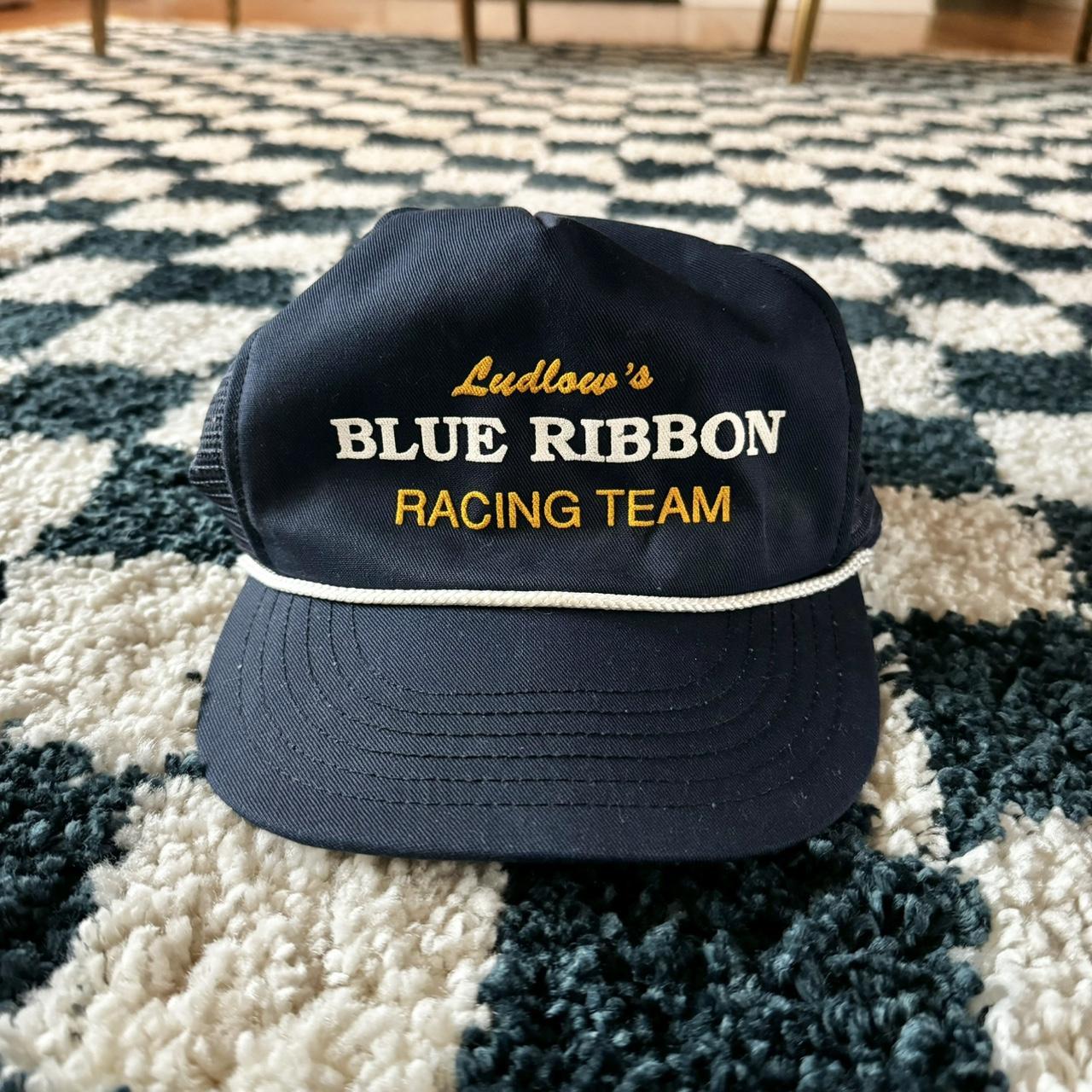 blue ribbon racing hat - Depop