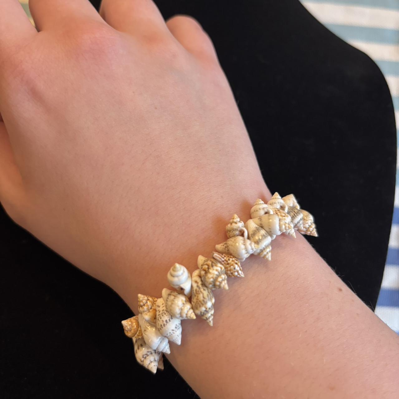White and cream sea shell bracelet #shelljewelry... | Depop