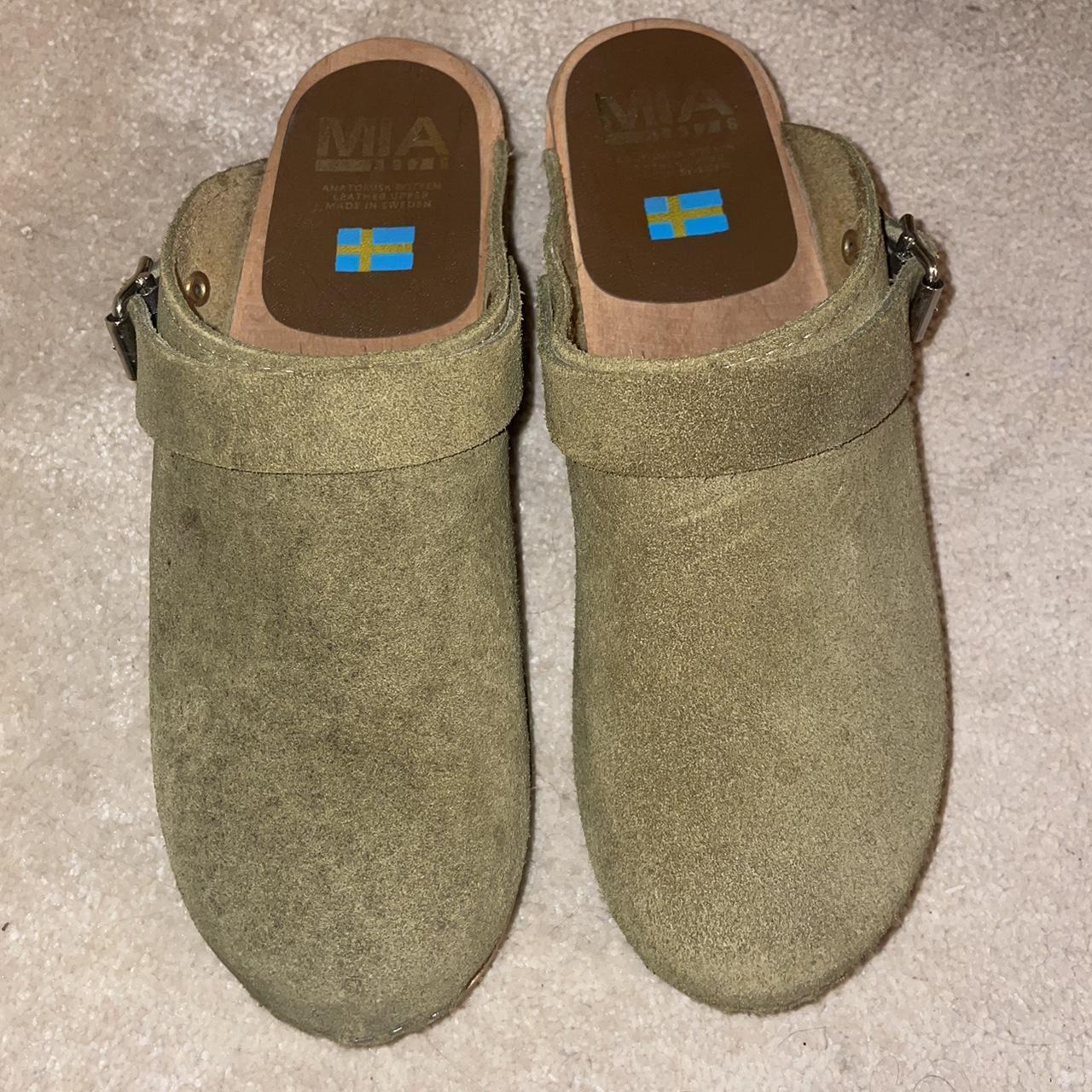 MIA Alma clogs in Taupe suede, RRP £88. Size 6,... - Depop