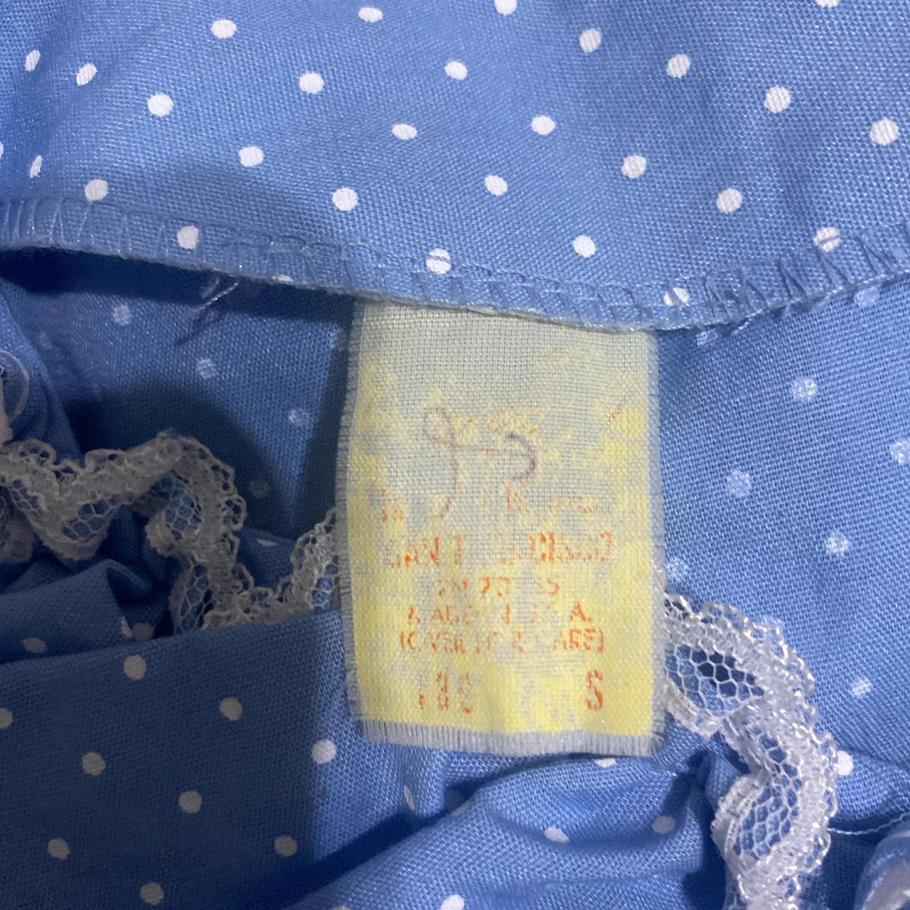 Blue Shojo Girl Blouse Blue and white polka dot... - Depop