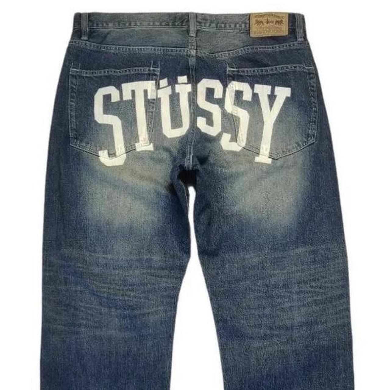 Stussy spellout jeans Waist 36 Length 32 - Depop