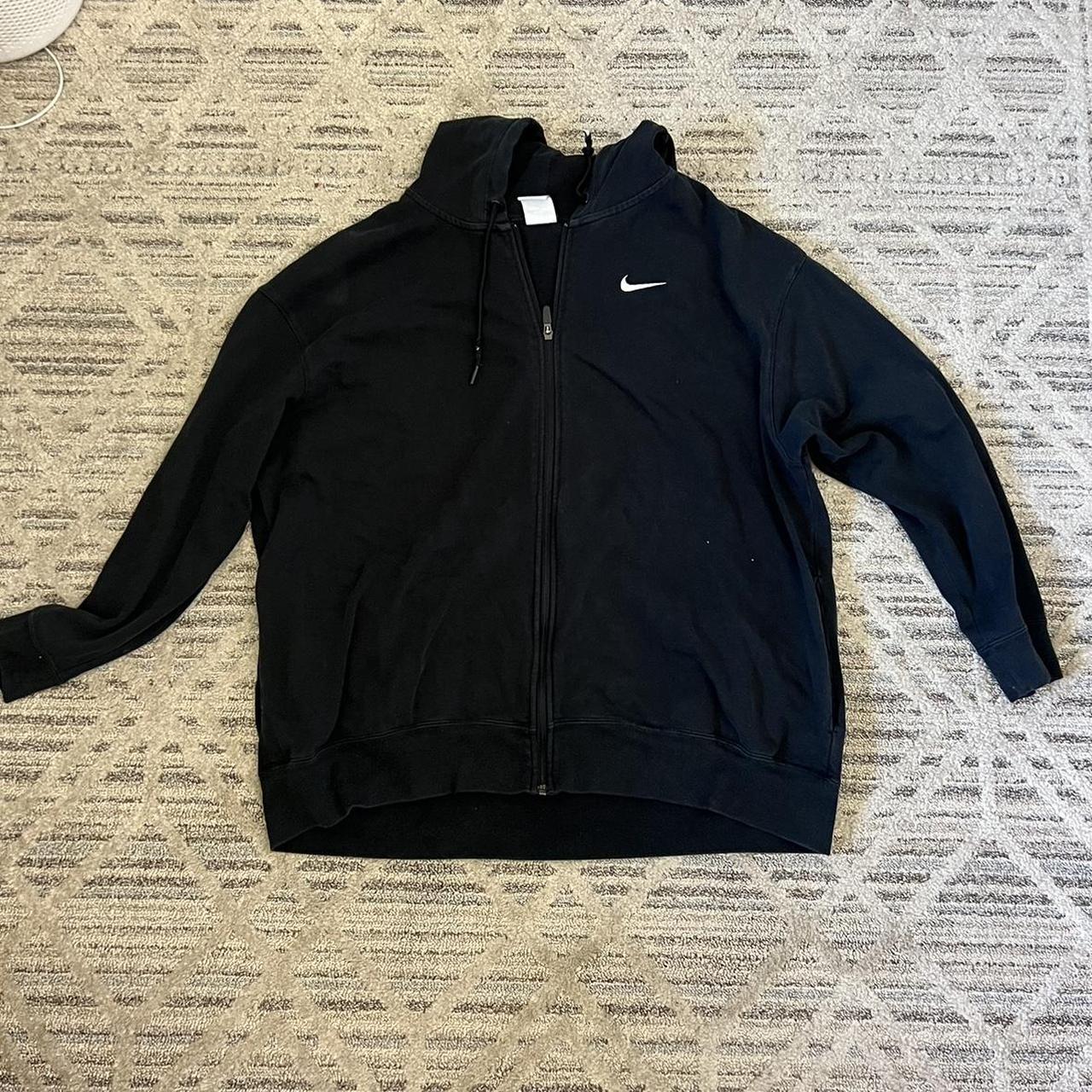 Black oversized nike zip up🖤🖤 The strings got messed... - Depop