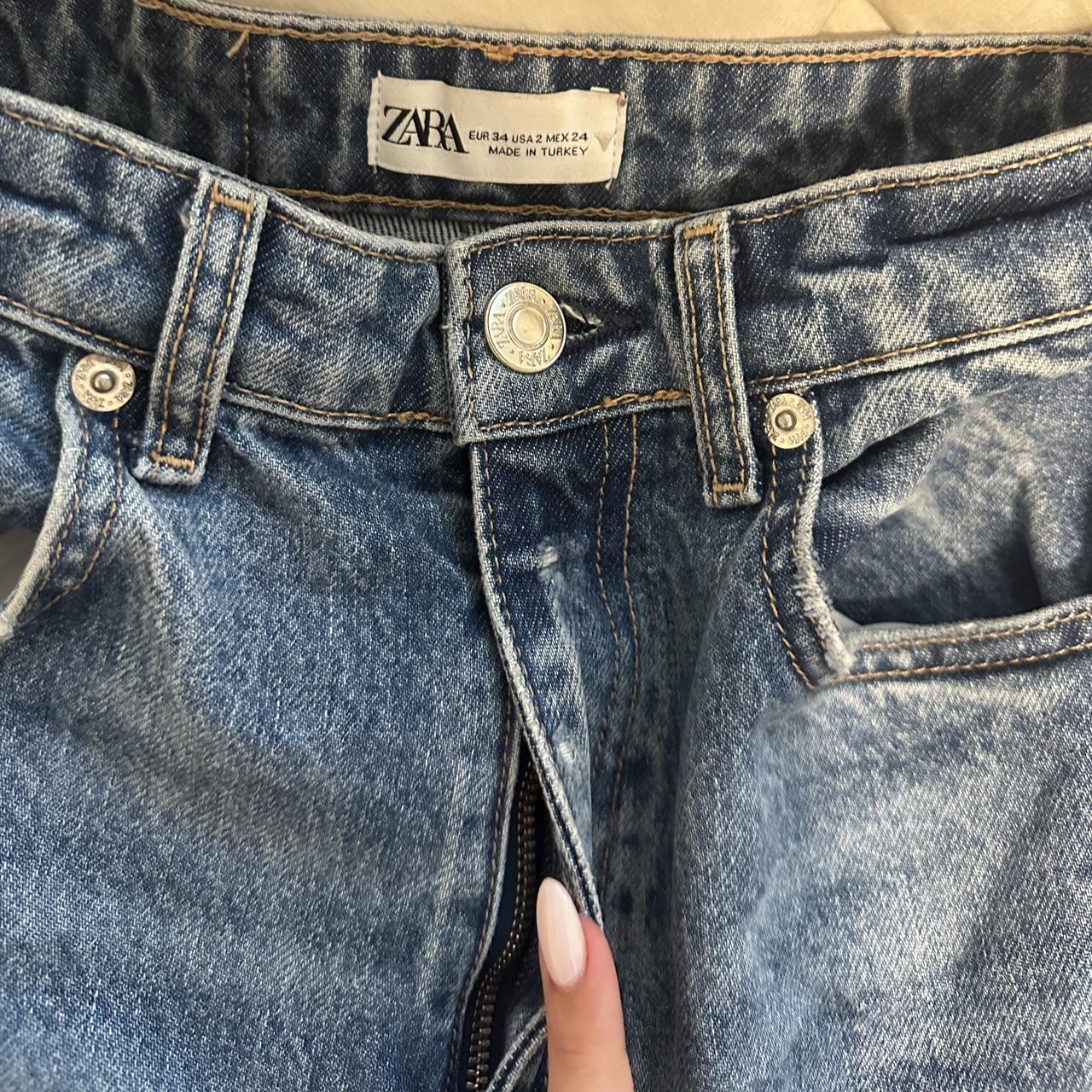 blue high rise zara jeans size 2 perfect condition... - Depop