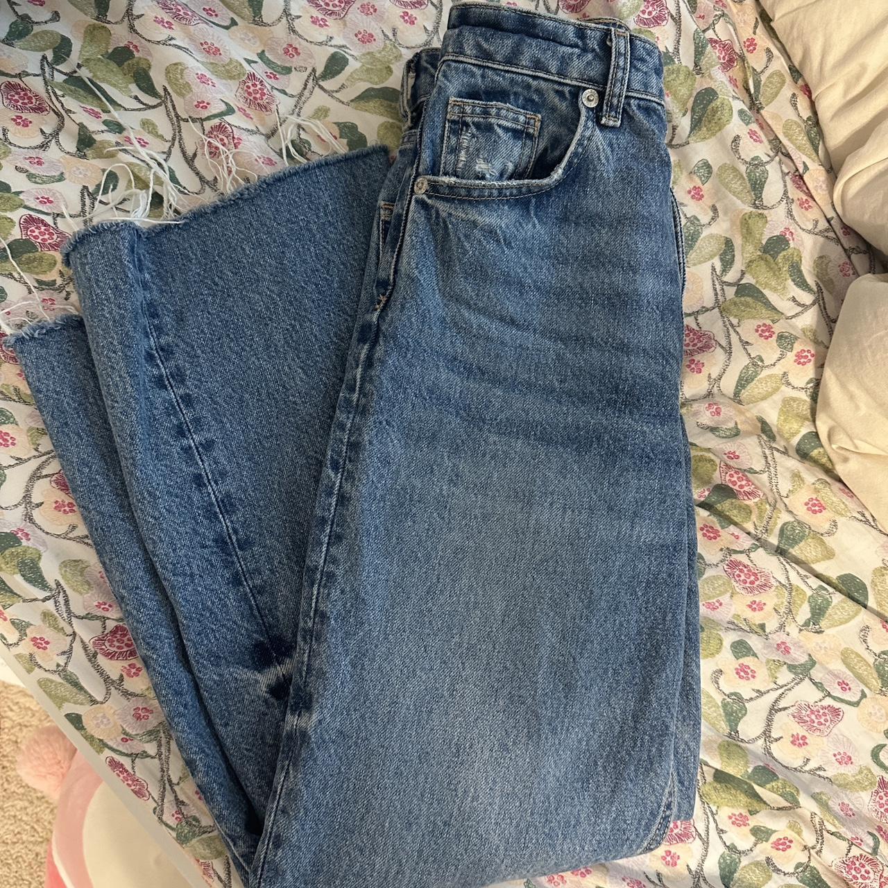 blue high rise zara jeans size 2 perfect condition... - Depop