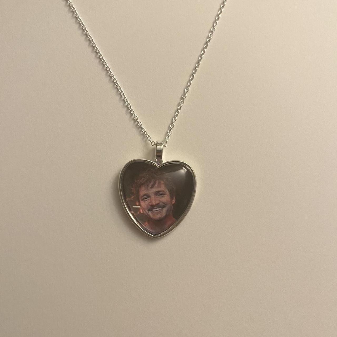 pedro pascal heart shaped framed necklace heart 1... - Depop