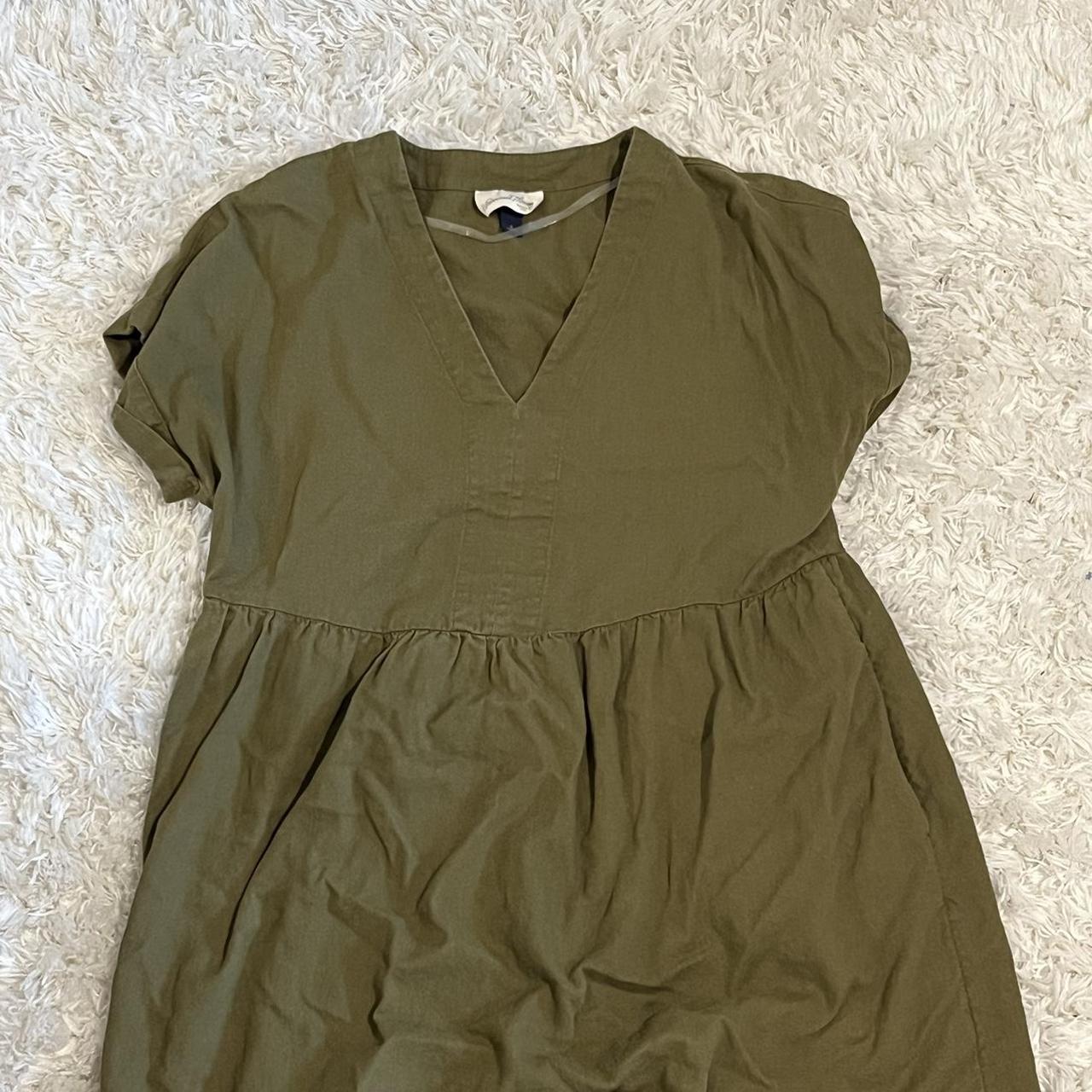 olive green target tunic dress, with pockets, super... - Depop
