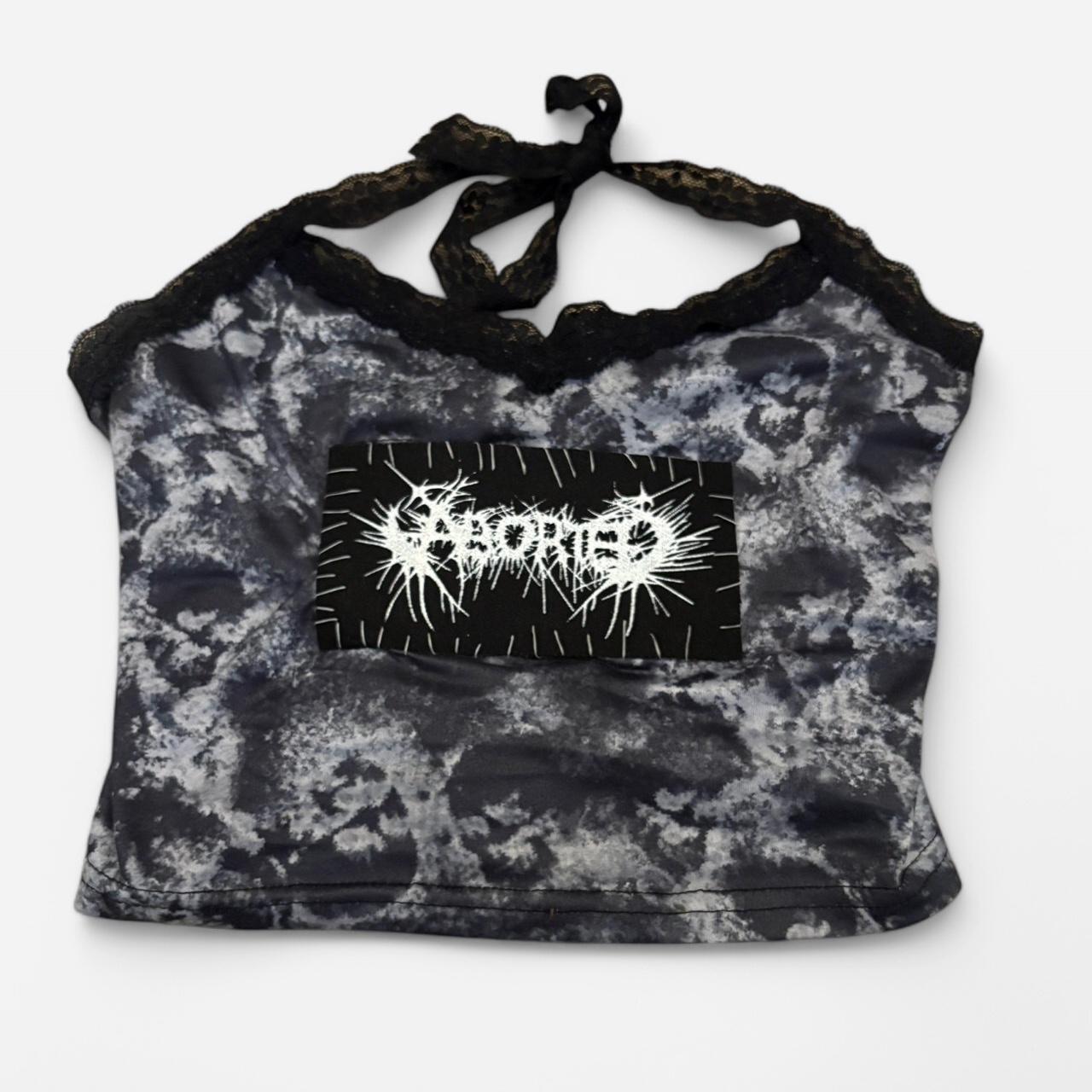 “aborted” patch halter top -strap is adjustable... | Depop