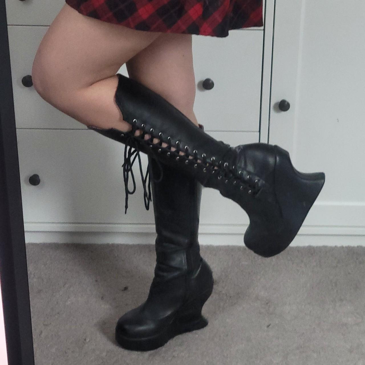 Knee high inverted heel demonias! Lacing up the... | Depop