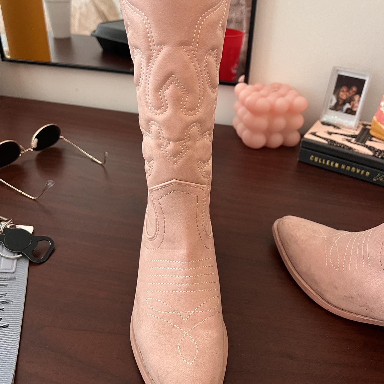Pink Tilly’s cowboy boots. Worn a hand full of... - Depop
