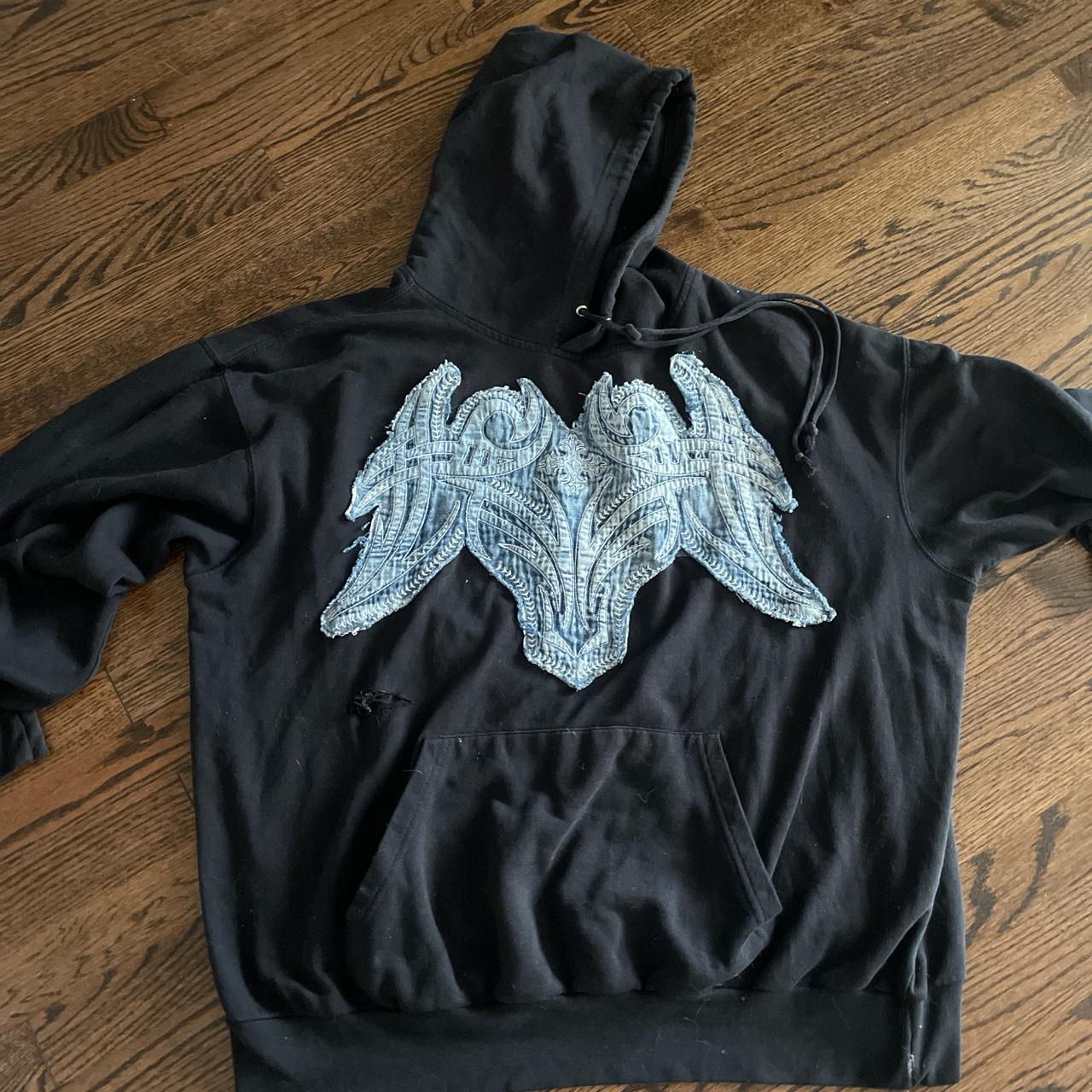 upcycled custom xl sweatshirt!! sewed a design on... - Depop