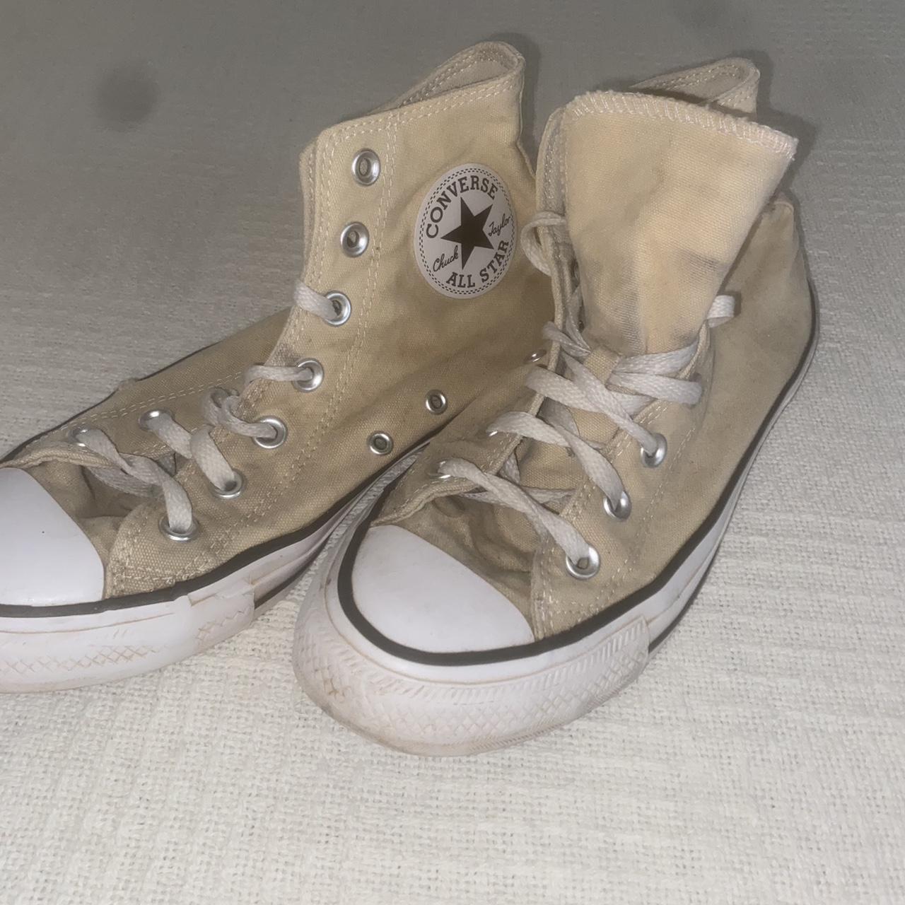 tan converse in good condition size 8 women's - Depop