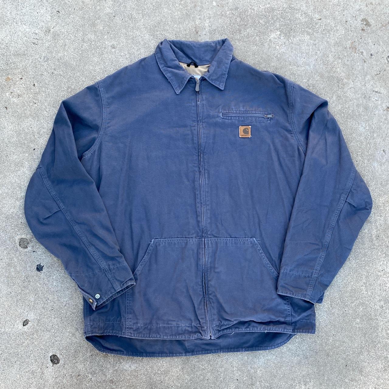 Vintage 90s Carhartt Blue Work Wear Jacket... - Depop