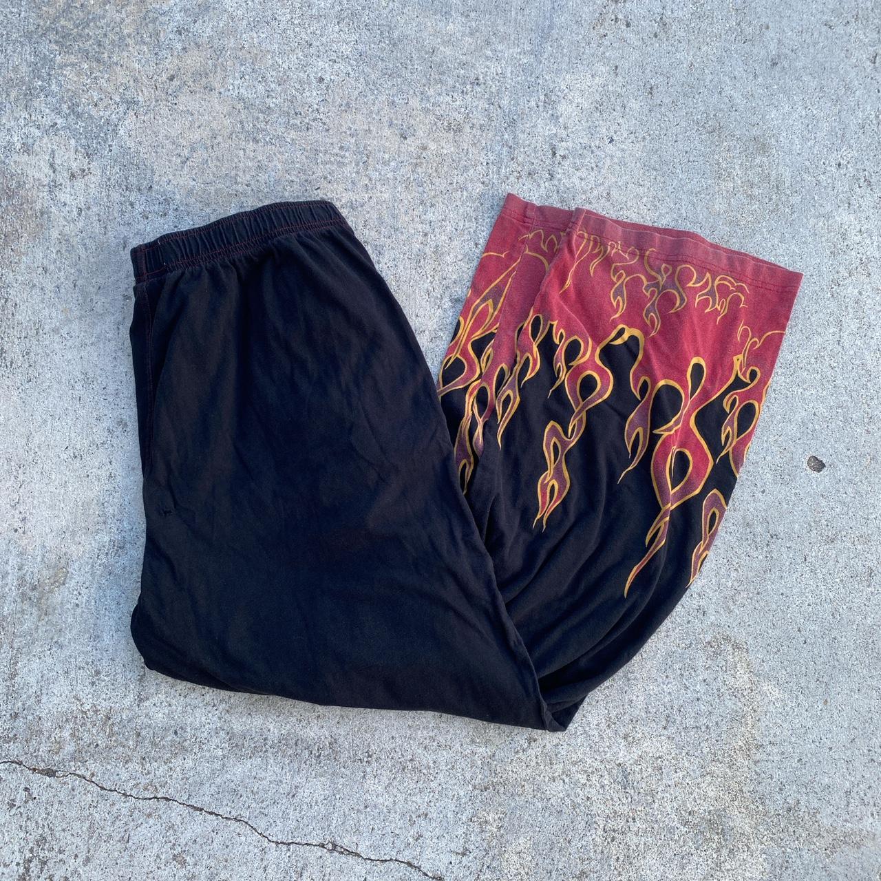 Y2K Addiction Fire Flame Light Sweatpants Size Large - Depop
