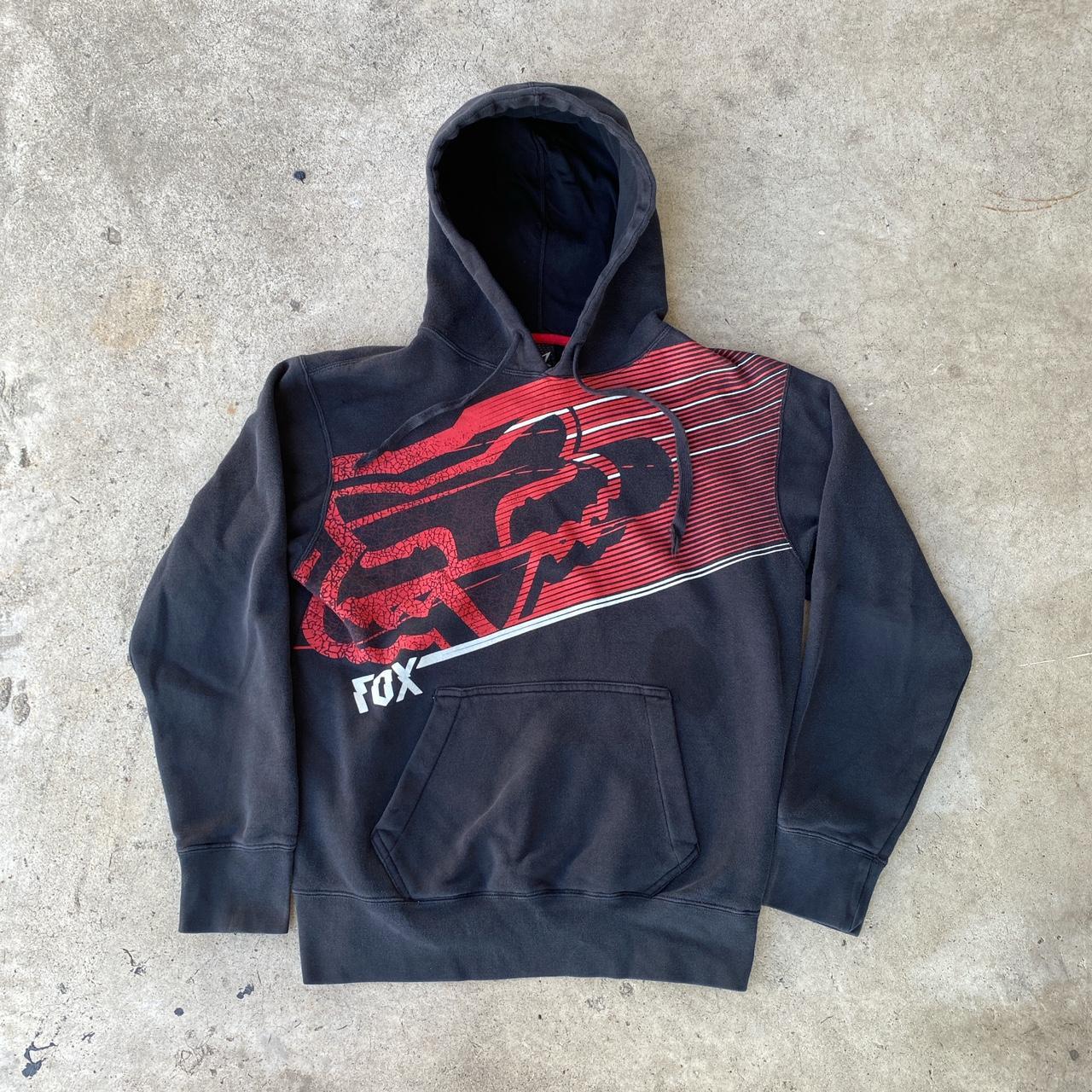 Vintage Early Y2K Fox Racing Black Skate Hoodie... | Depop