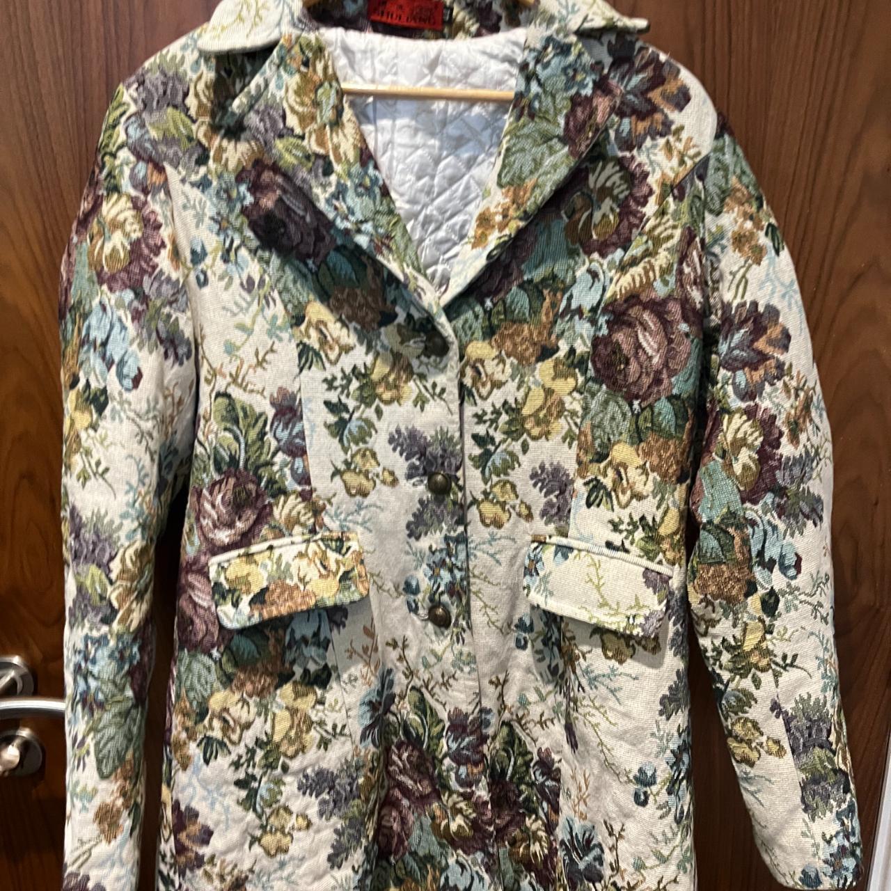 Stunning floral coat tapestry/carpet coat Size - L... - Depop