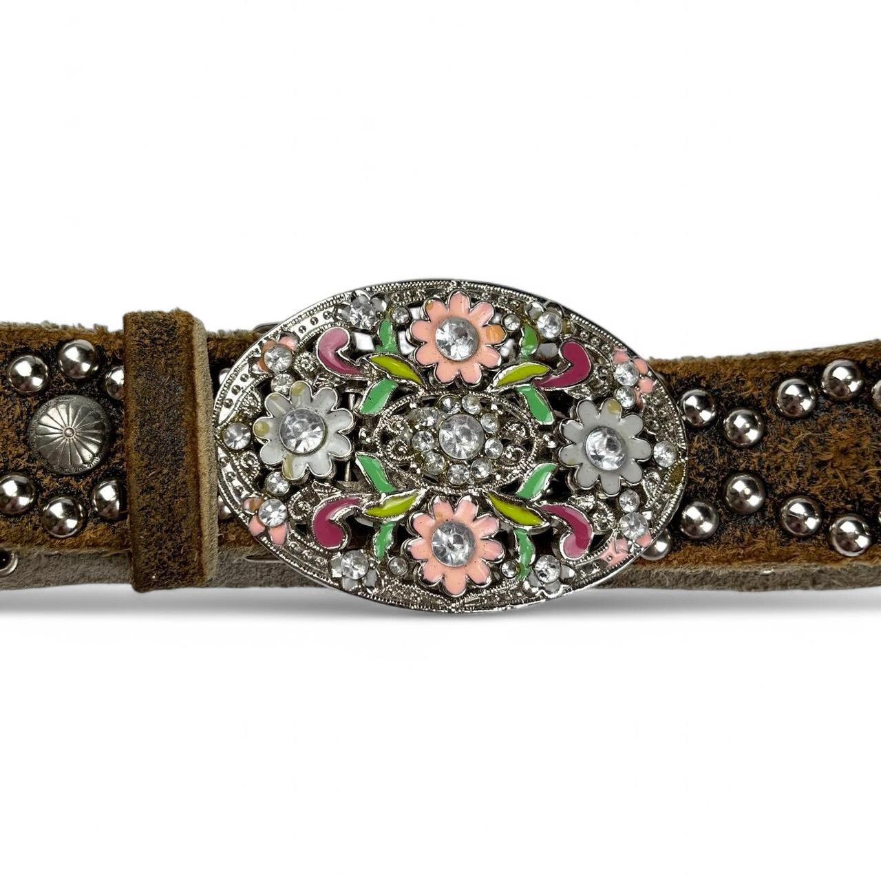 Vintage studded flower belt Size S/M The belt ha... | Depop