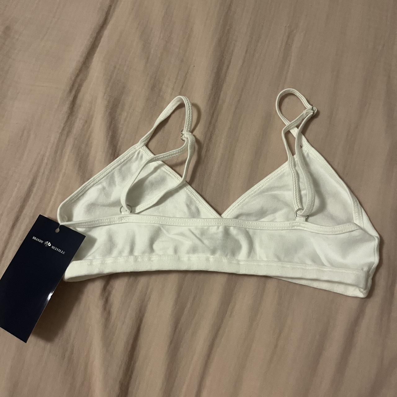 Brandy Melville White Bralette Cross front design,... - Depop