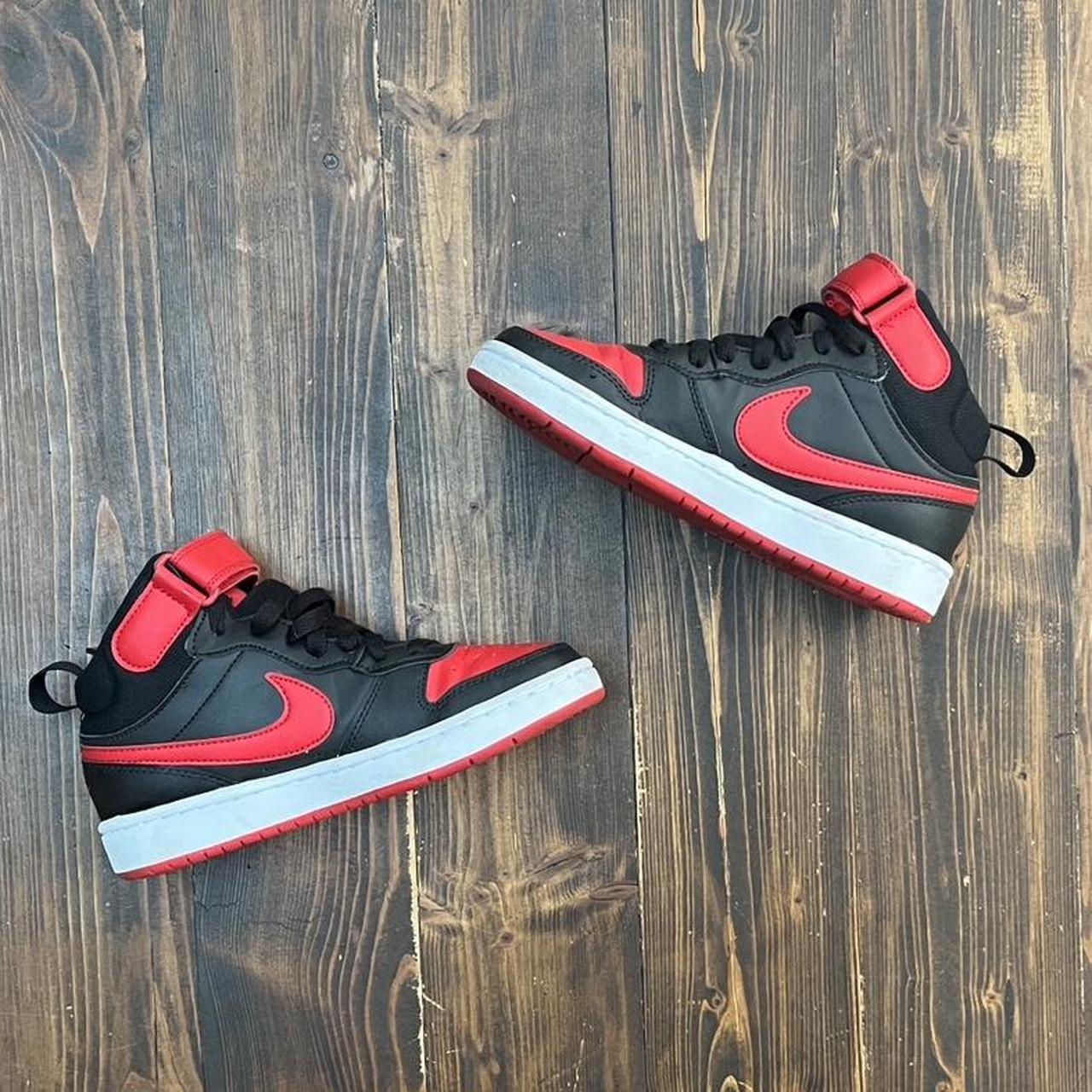Nike red and black high tops size 3 Uk Great... - Depop