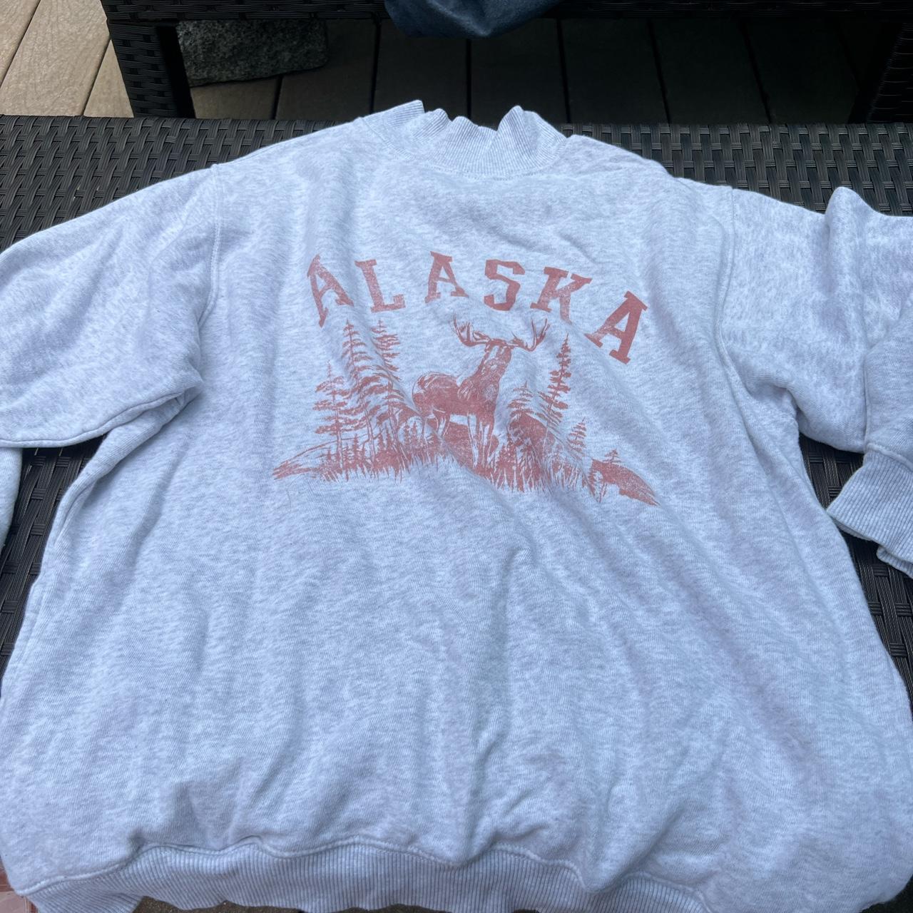 Aerie Women's Grey and Red Sweatshirt | Depop