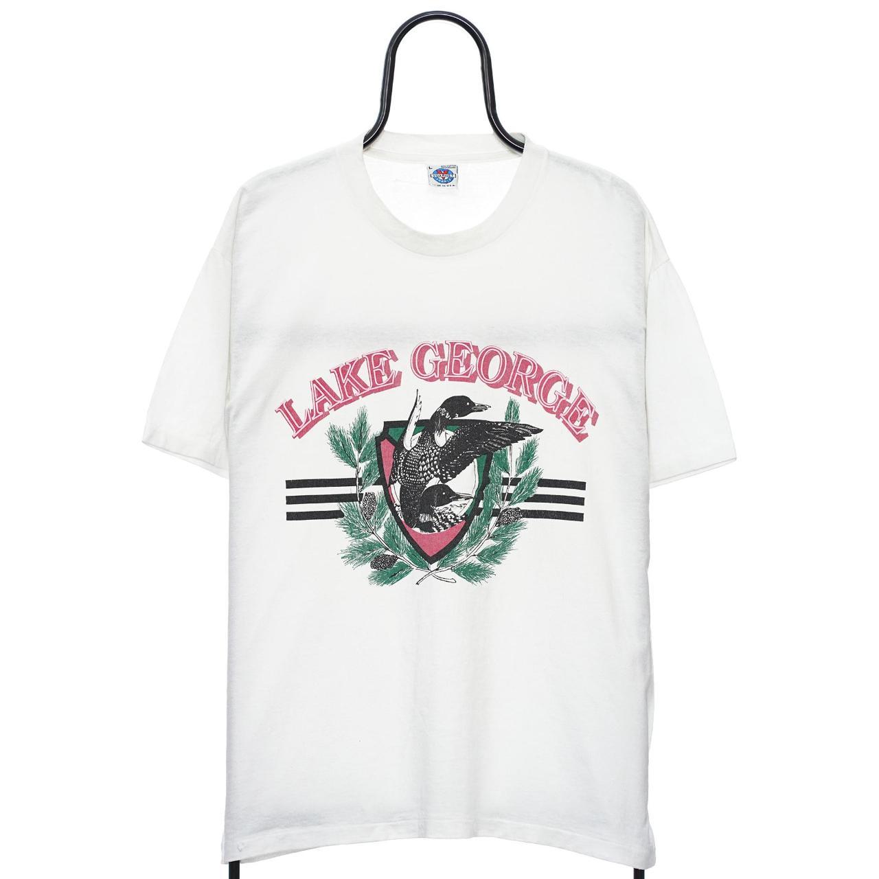 Vintage Lake George Souvenir Single Stitch White... - Depop