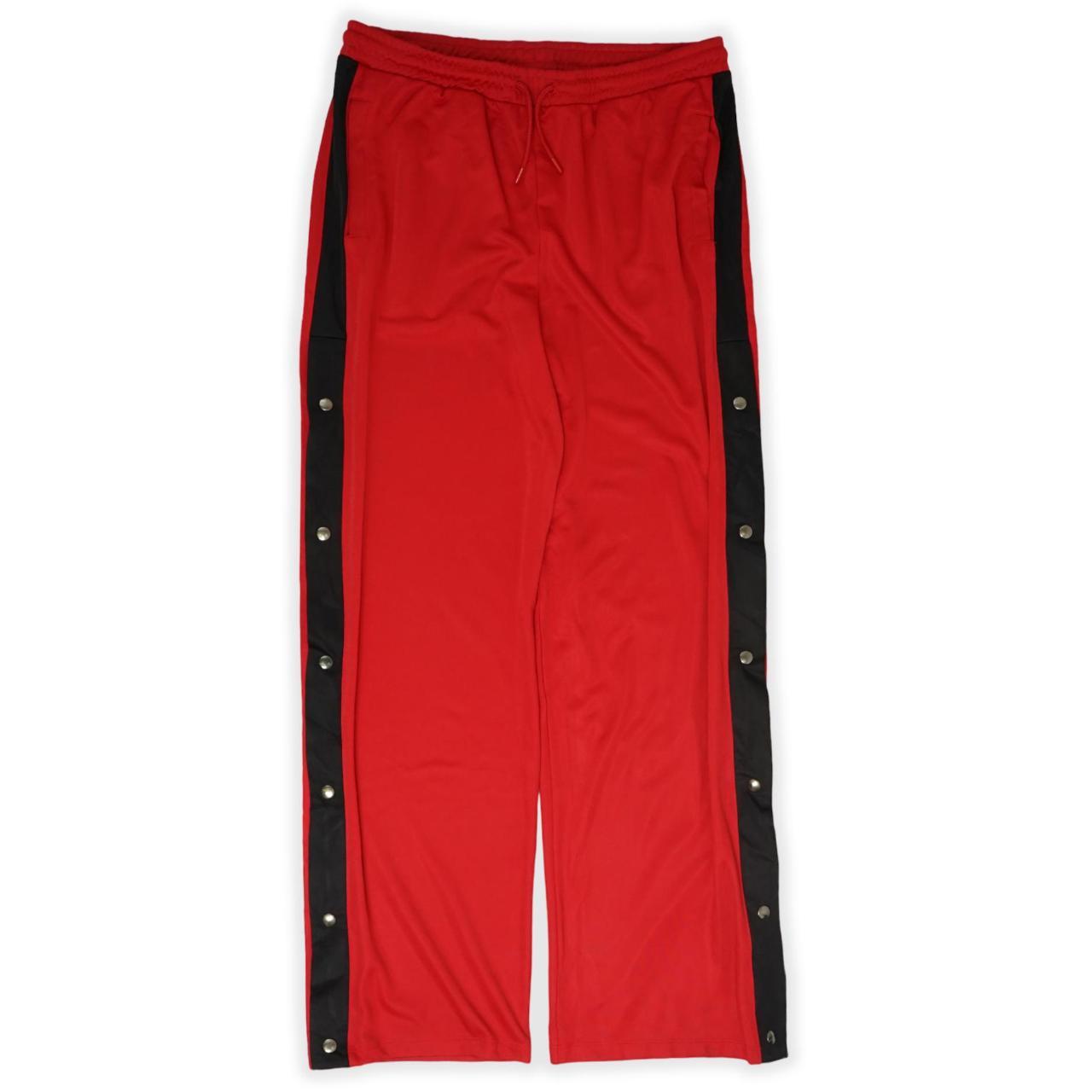 Retro Red Popper Tracksuit Bottoms Red straight leg... - Depop