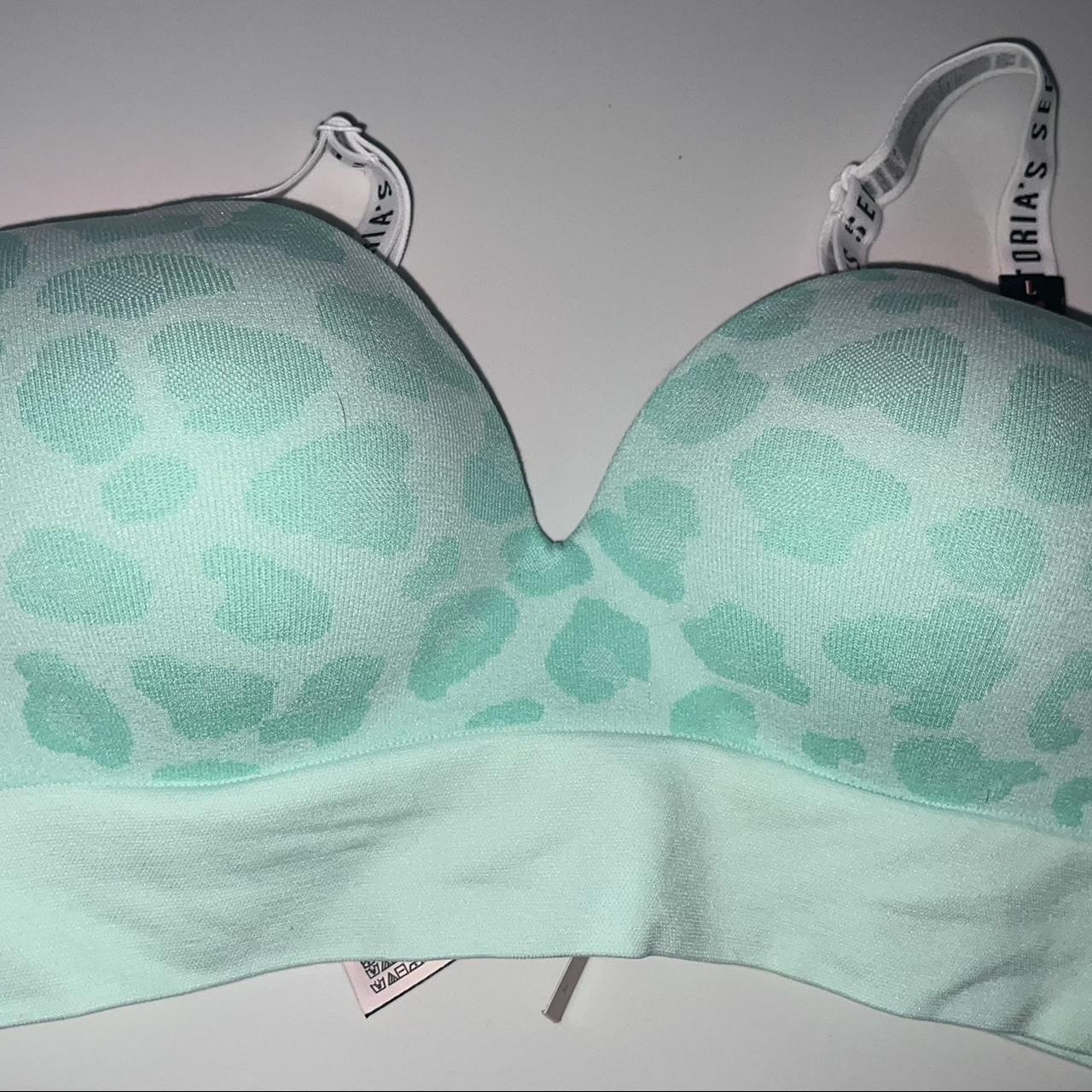 Victoria's Secret Women's Green and White Bra | Depop