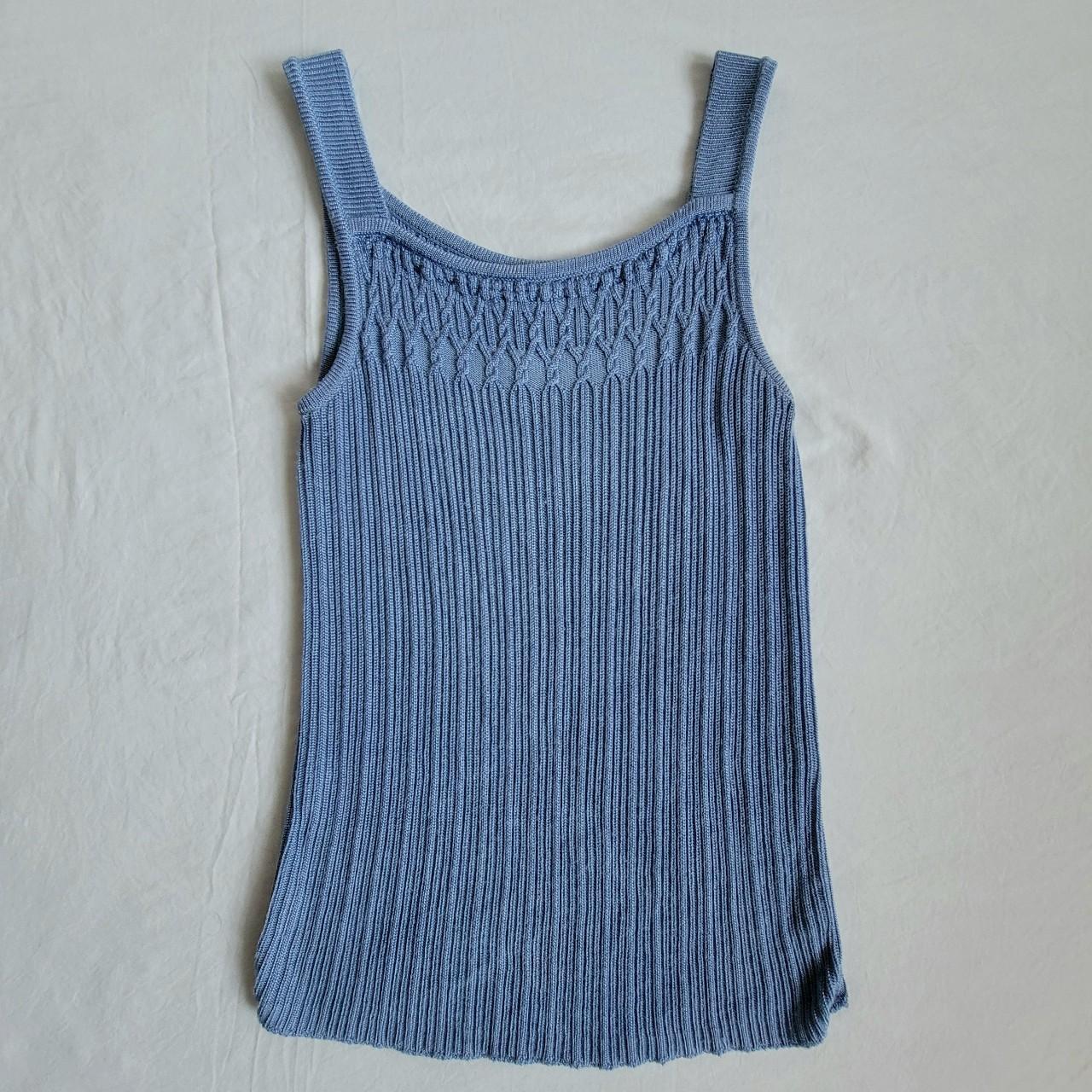 90s Ribbed Knit Top Cute baby blue ribbed knit top... - Depop
