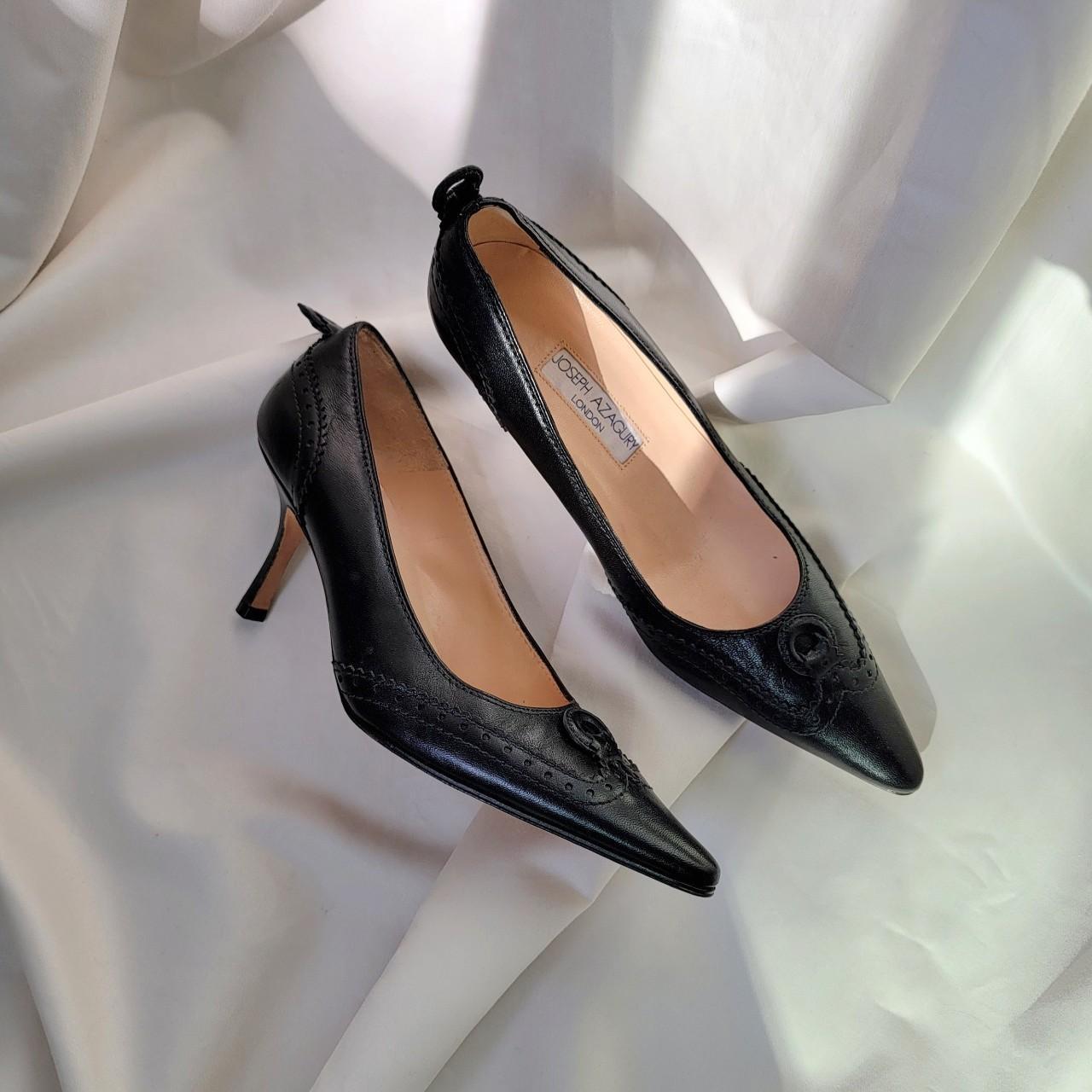 Black Leather Pointed Toe Kitten Heels Luxury Depop