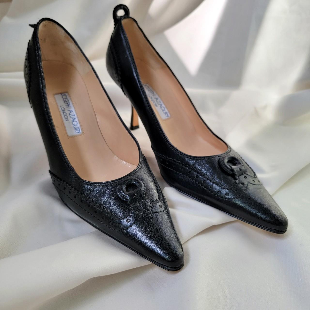 Black Leather Pointed Toe Kitten Heels Luxury Depop