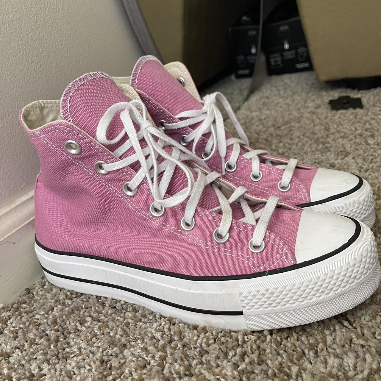 Converse Women's Pink and White Trainers | Depop