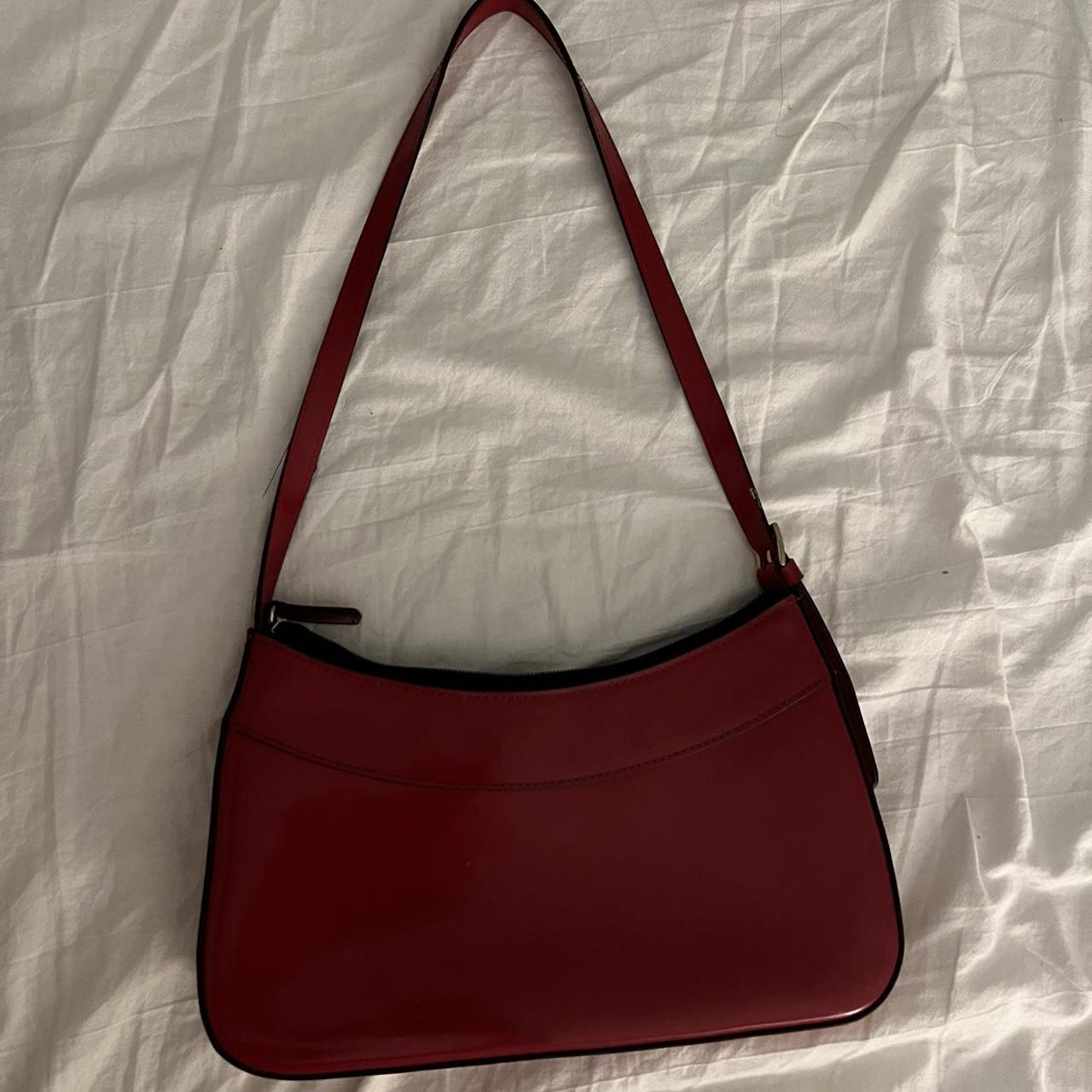 Red Shoulder Bag -cherry red w/gold... - Depop