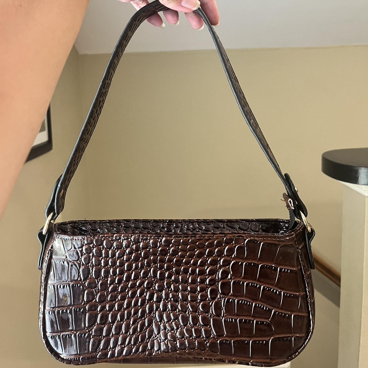 Brown croc shoulder bag: never used and cute staple... - Depop