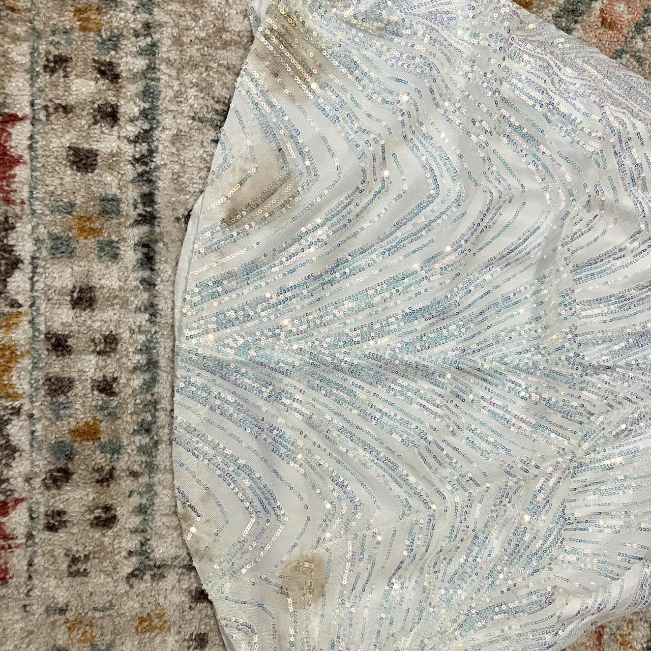White sequin prom dress!! mud stains at the bottoms... - Depop