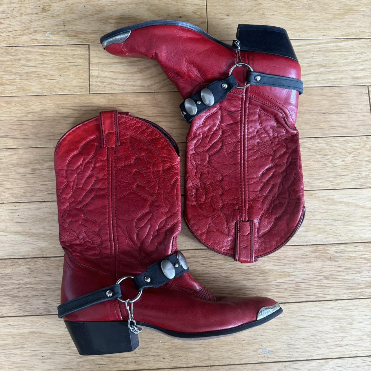Vintage red cowgirl boots Size 8/8.5 Brand: Laredo... - Depop