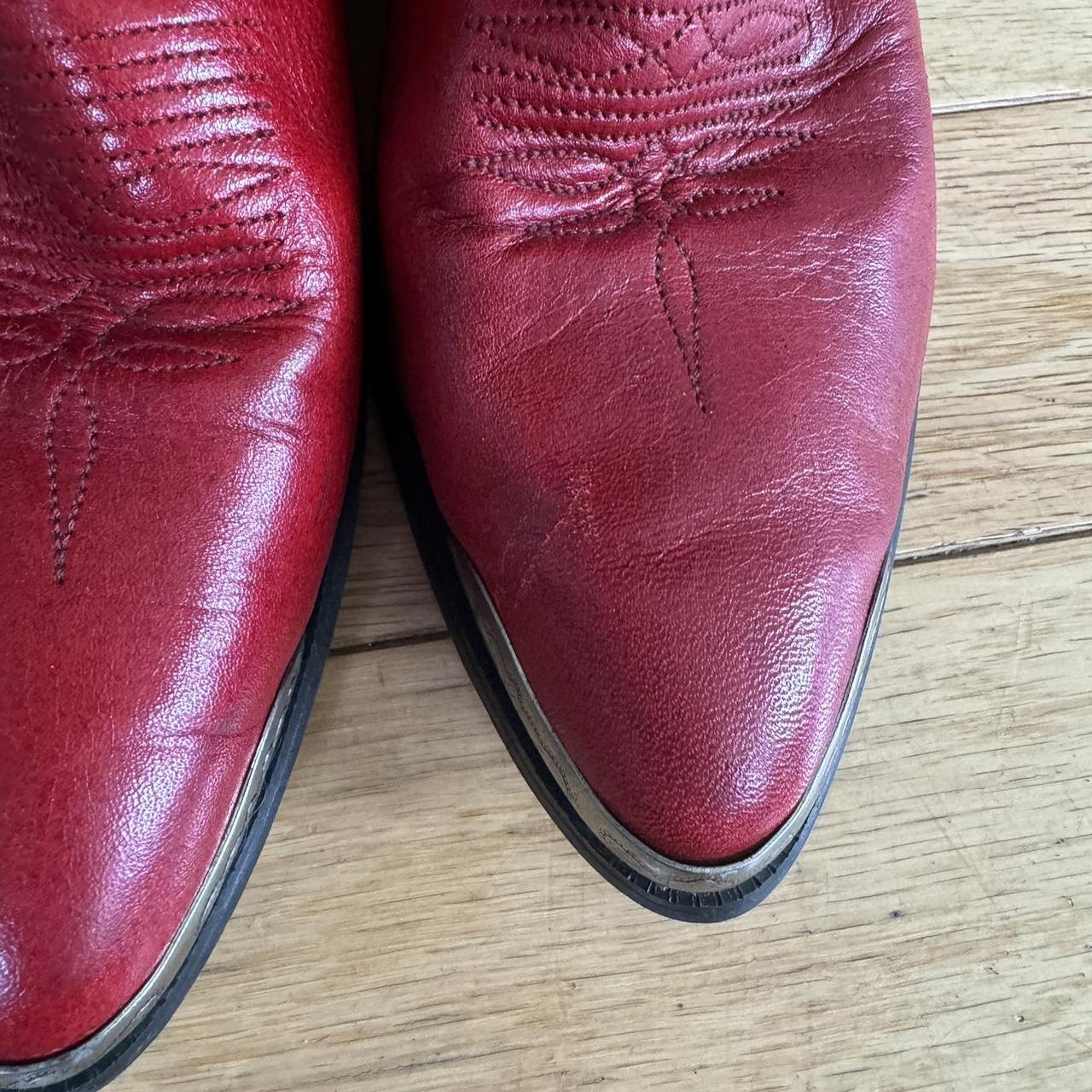 Vintage red cowgirl boots Size 8/8.5 Brand: Laredo... - Depop