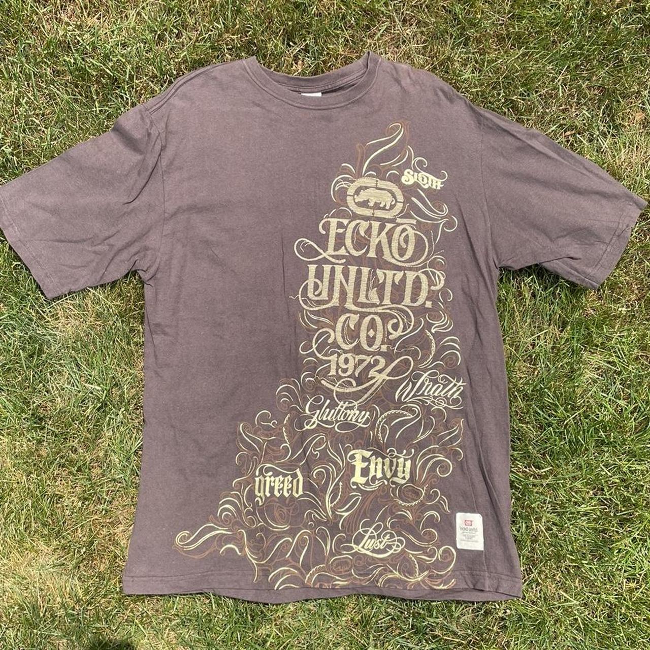 ecko unltd tee shirt! super cool design size XXL... - Depop
