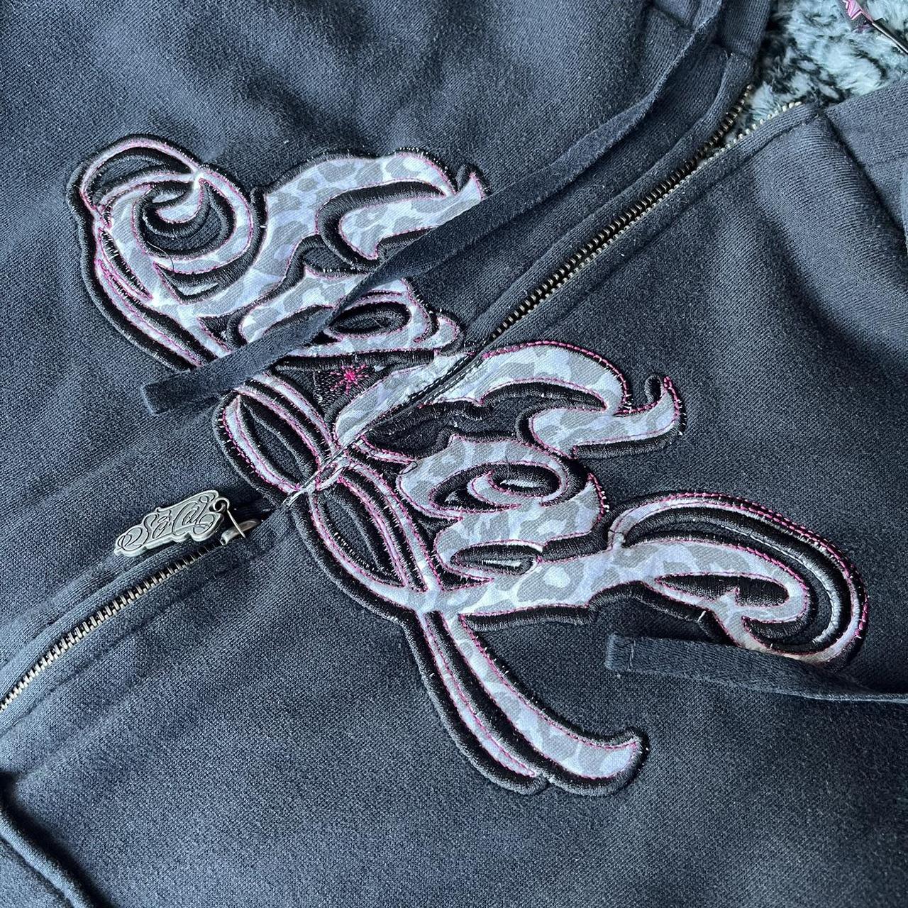 y2k early 2000s so cal zip up with leopard print... - Depop