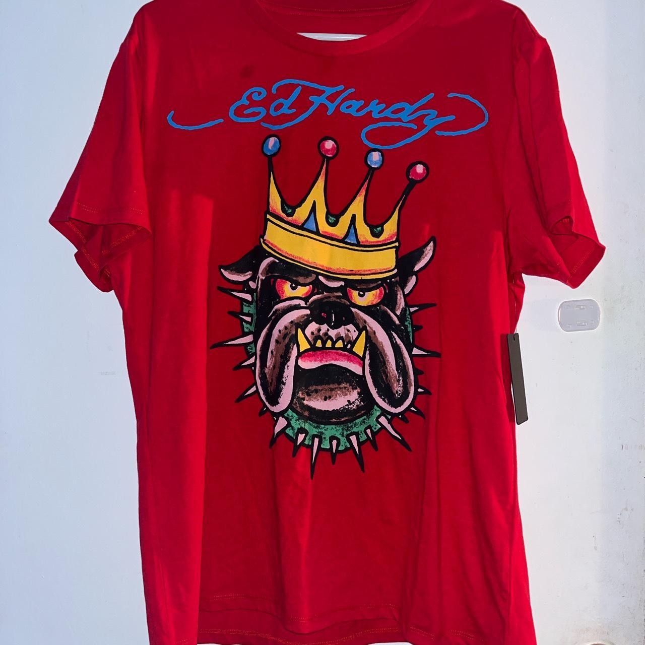 ED HARDY, Ed hardy red graphic print tee Size:... - Depop