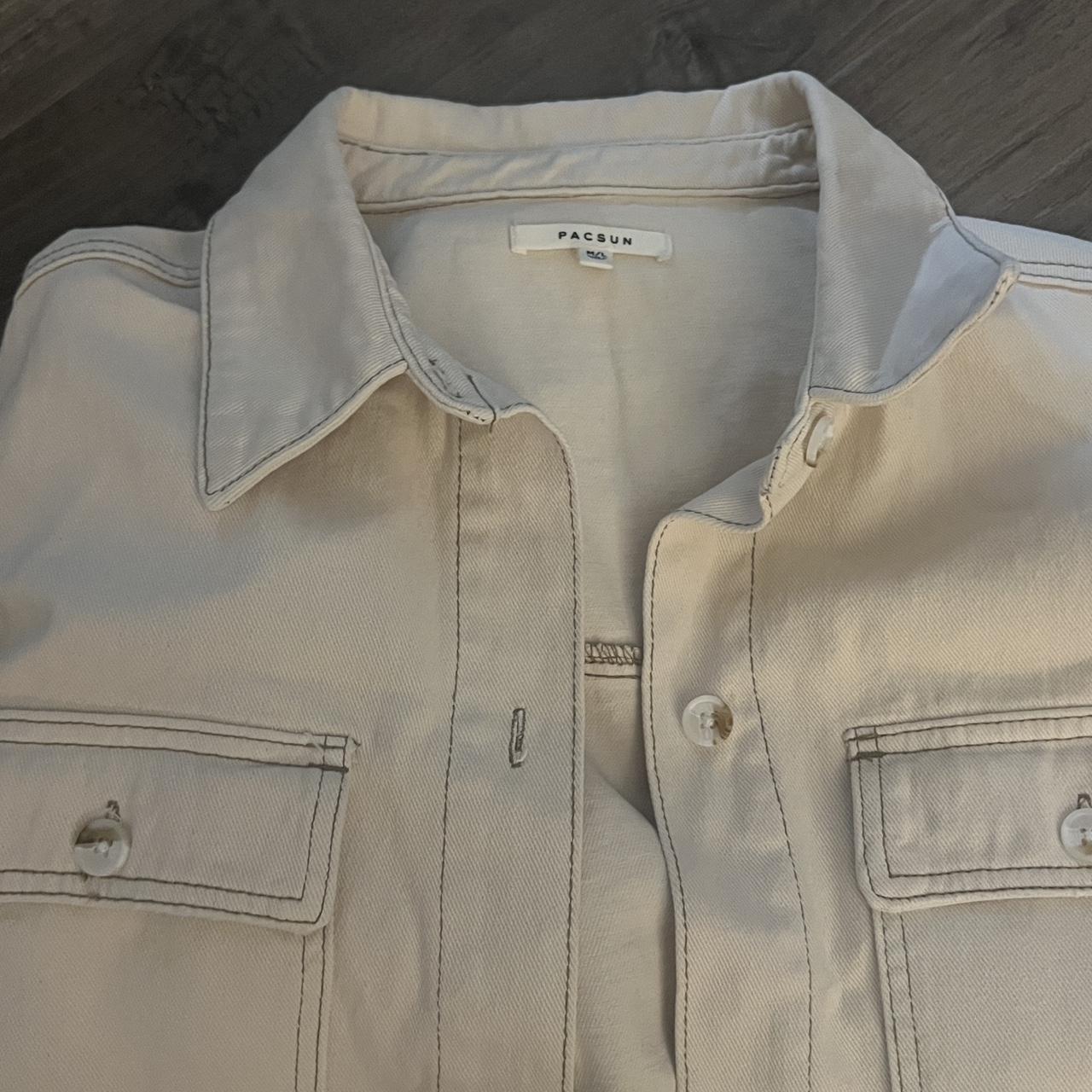 Cream PacSun button-up Shacket (SEND OFFERS)... | Depop