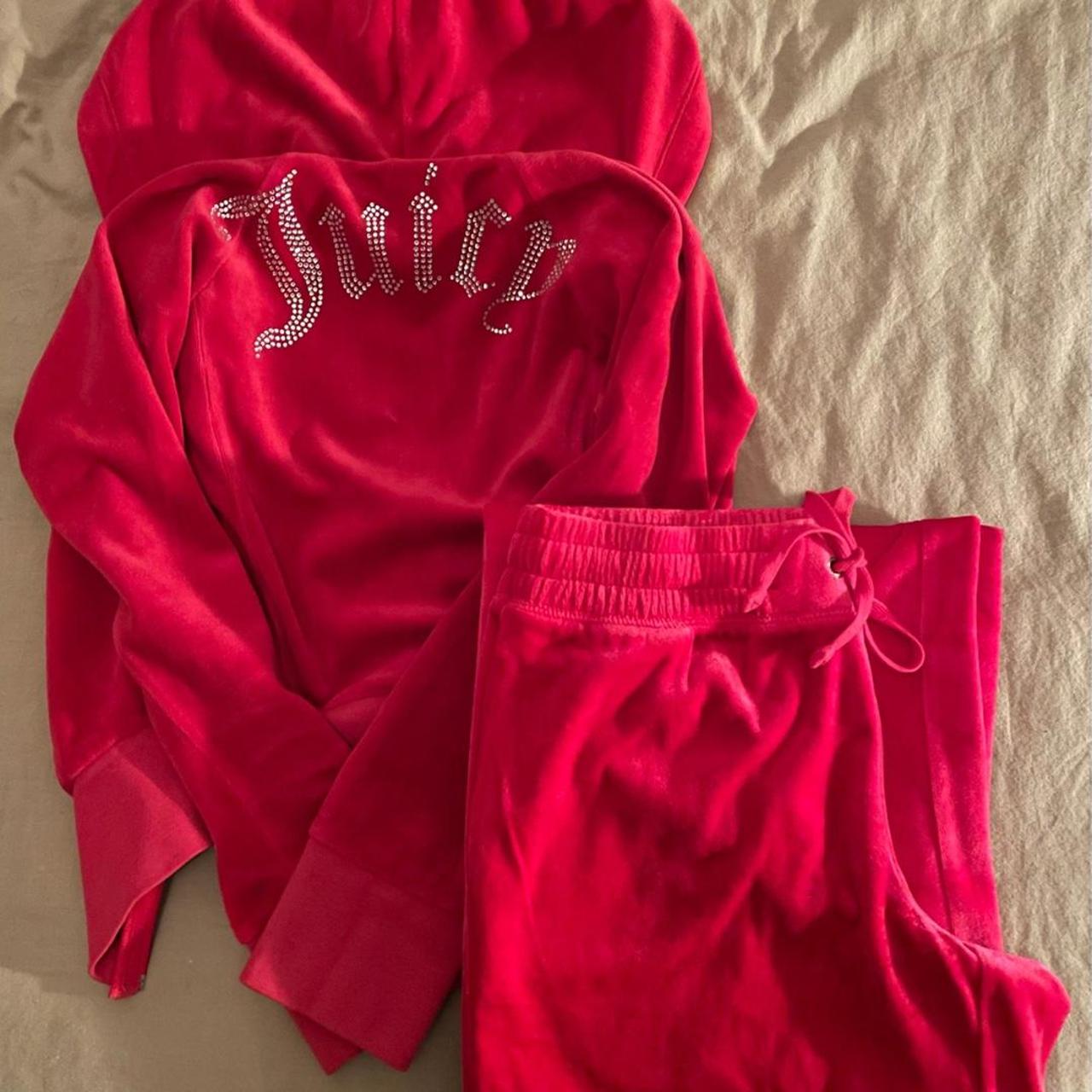 Juicy Couture Women's Red and Silver Top | Depop
