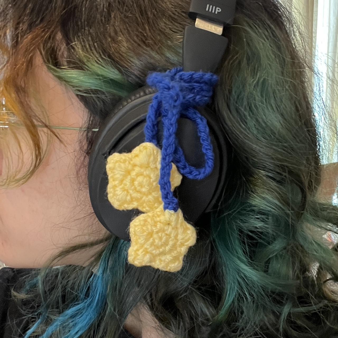 crochet headphone star charms handmade by me 100%... - Depop