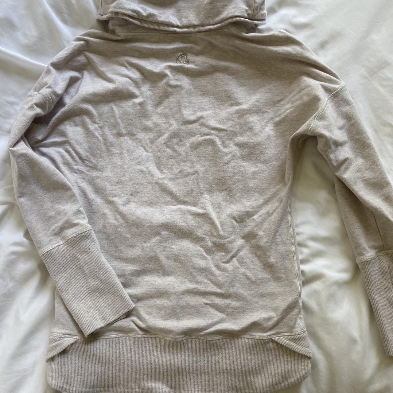 lululemon cream fold over neck sweatshirt size 4.... - Depop