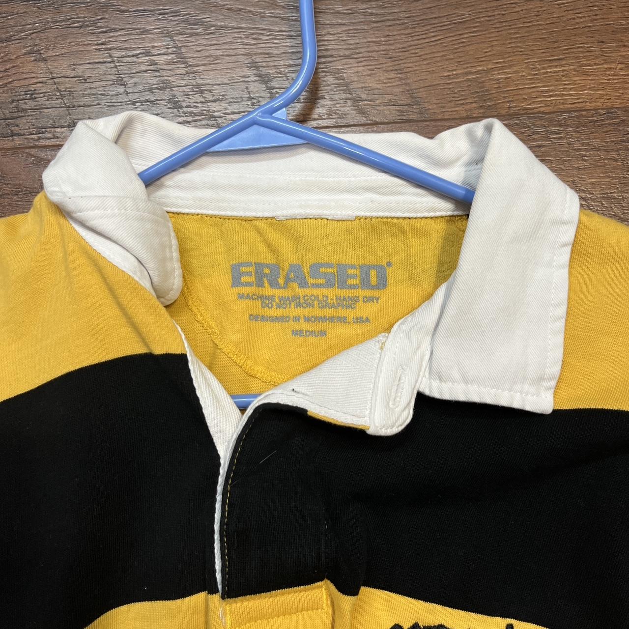 ERASED PROJECT BLACK AND YELLOW LONG SLEEVE POLO!... - Depop