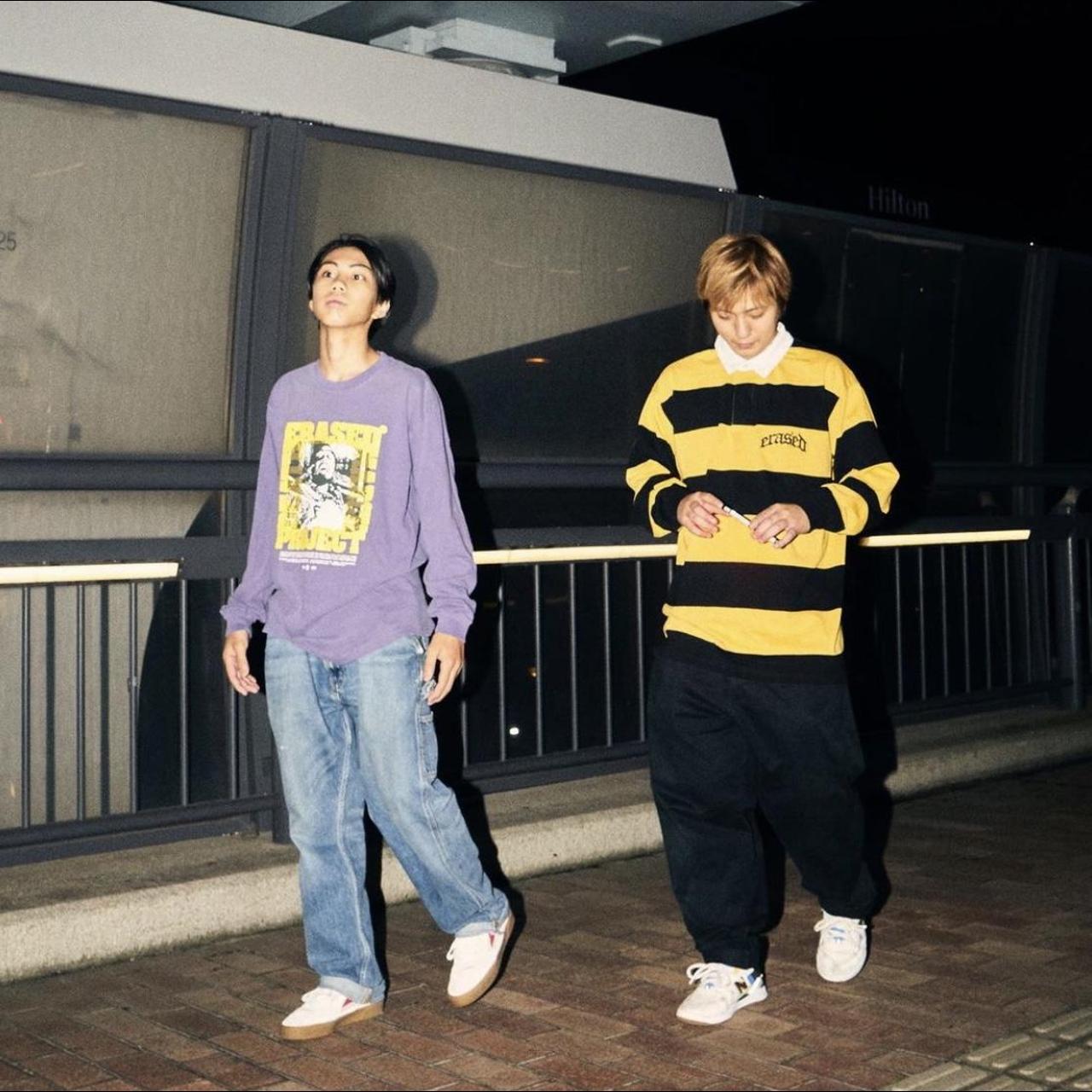 ERASED PROJECT BLACK AND YELLOW LONG SLEEVE POLO!... - Depop