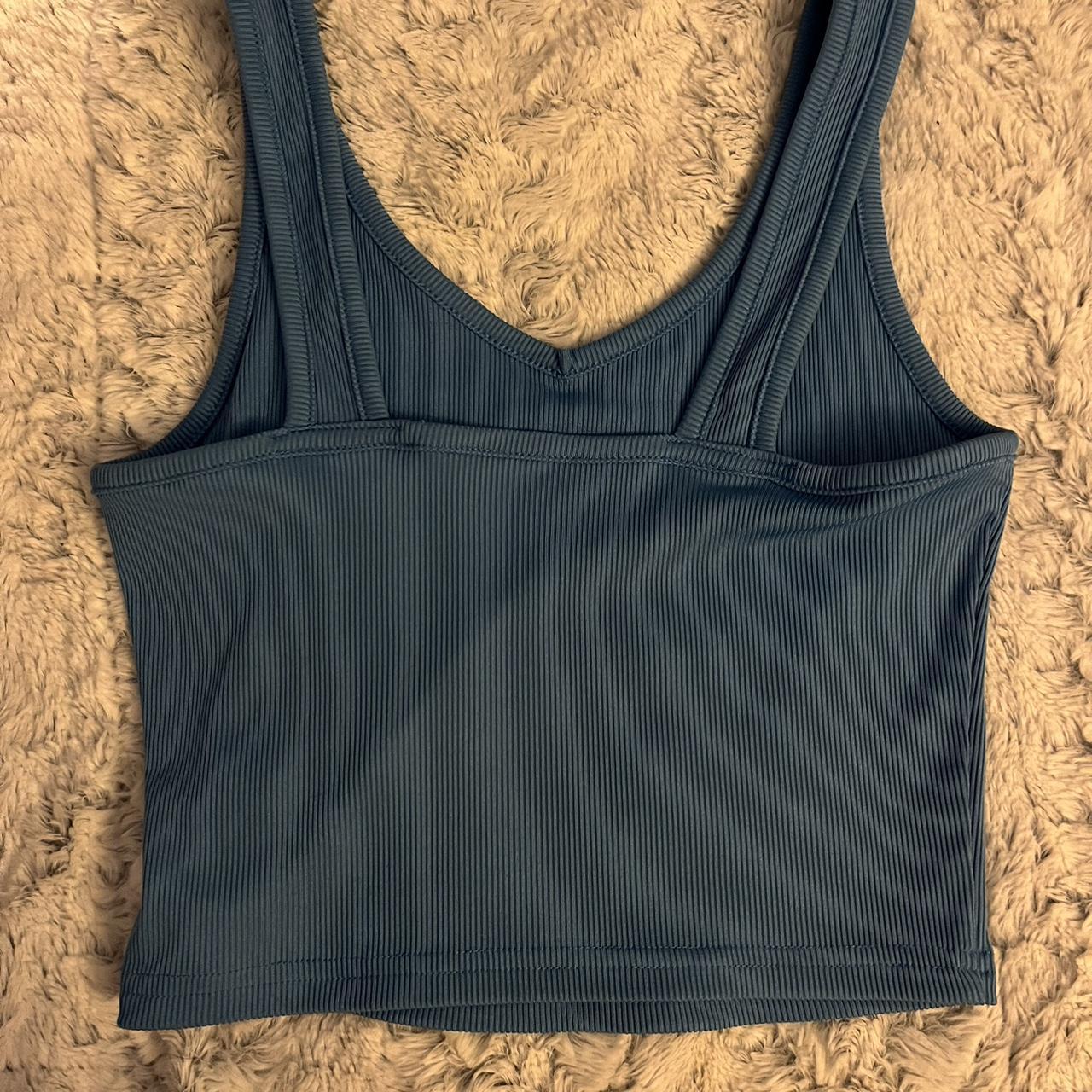 light blue solid ribbed knit crop top size medium... - Depop