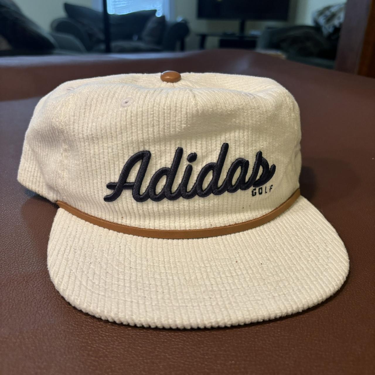 Adidas Golf Leather Rope Adjustable Hat White Black - Depop